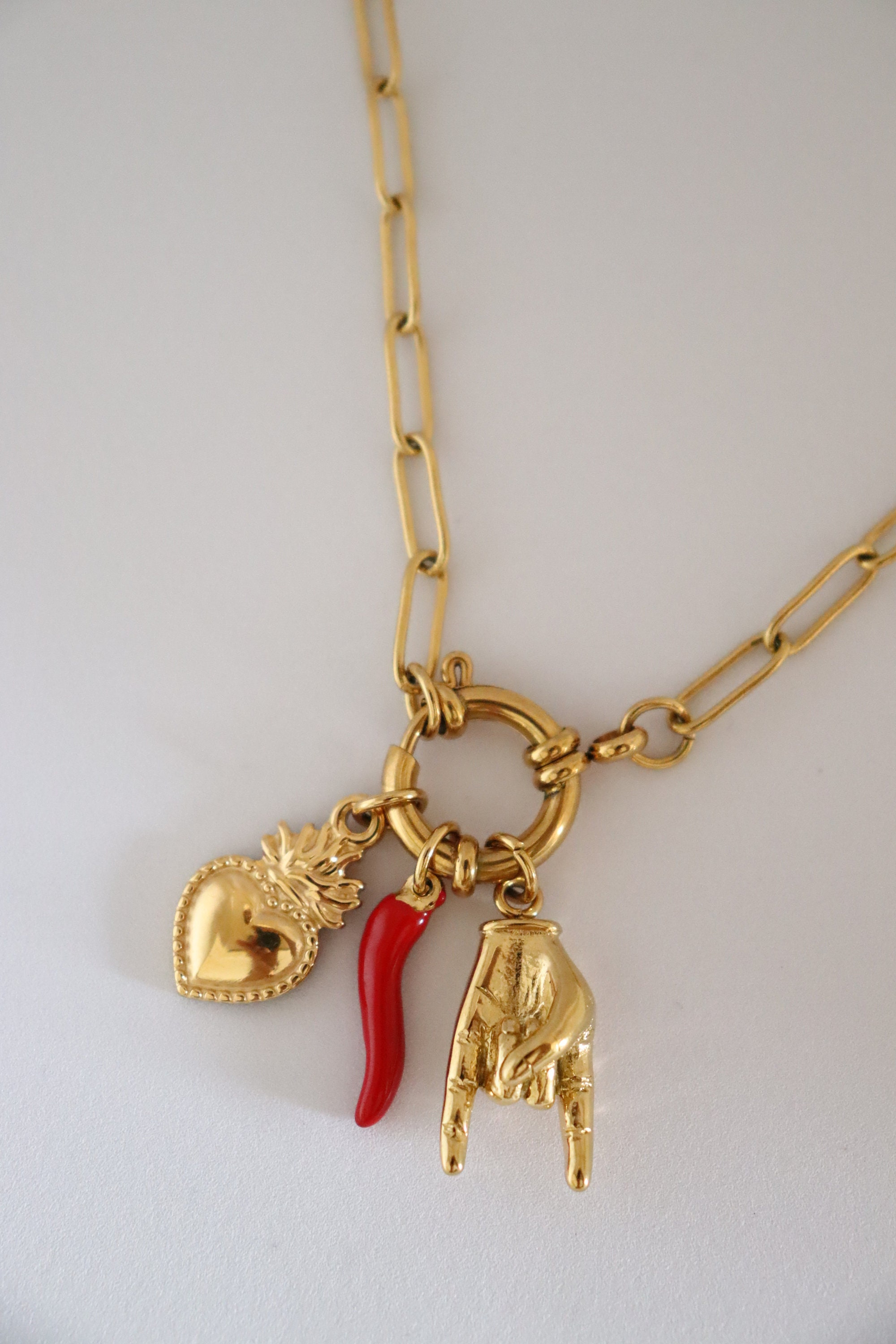 Women's Lucky Charm Necklace | Sacred Heart | Horn and Antlers | Red ...