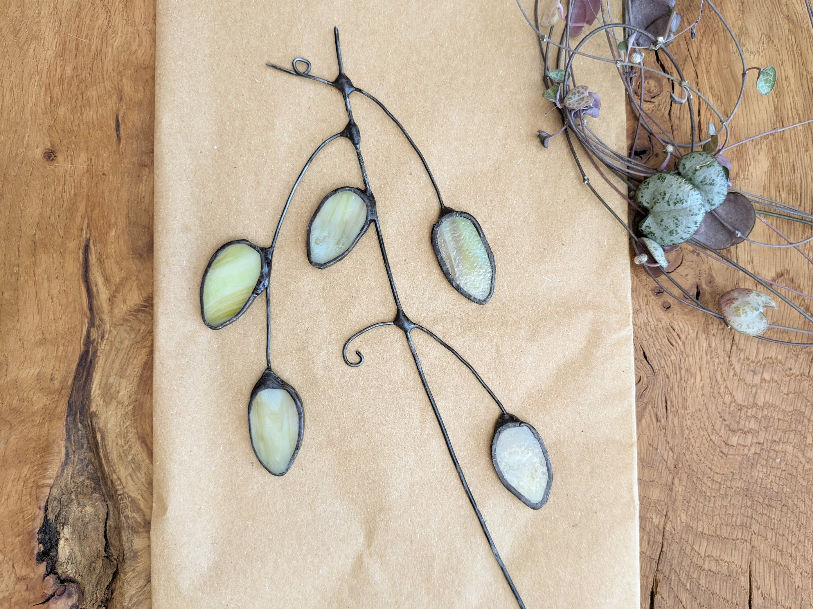 Stained Glass Hop Vine, Tiffany Suncatcher, Hop Spray, Dried Flower ...