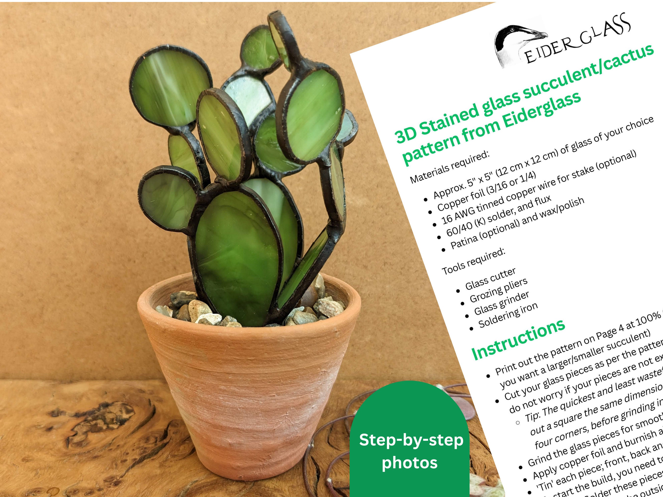 Digital Pattern for 3D Stained Glass Cactus and Instructions - Etsy UK