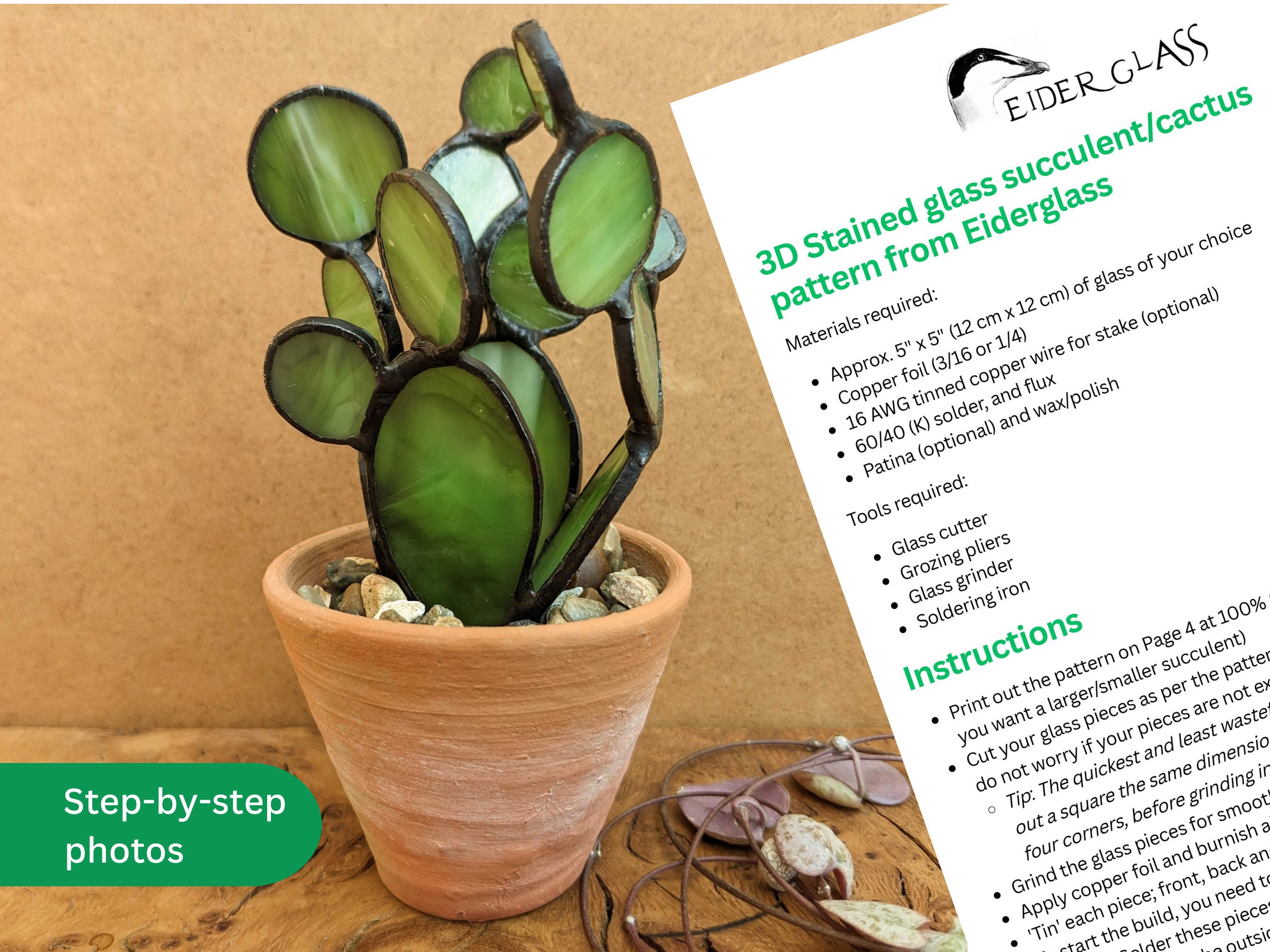 Digital Pattern for 3D Stained Glass Cactus and Instructions - Etsy UK