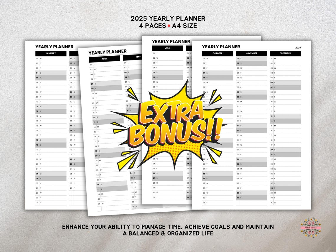 2025 Calendar, Printable Digital Fillable PDF, Organizer Schedule ...