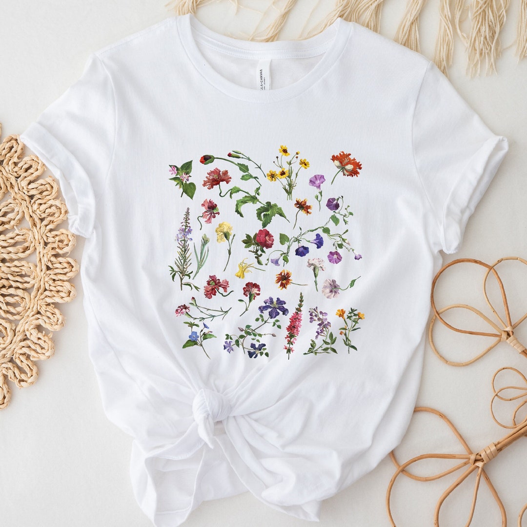 Watercolor Flowers Shirt | Minimalist Wildflower Shirt, Flower Shirt ...