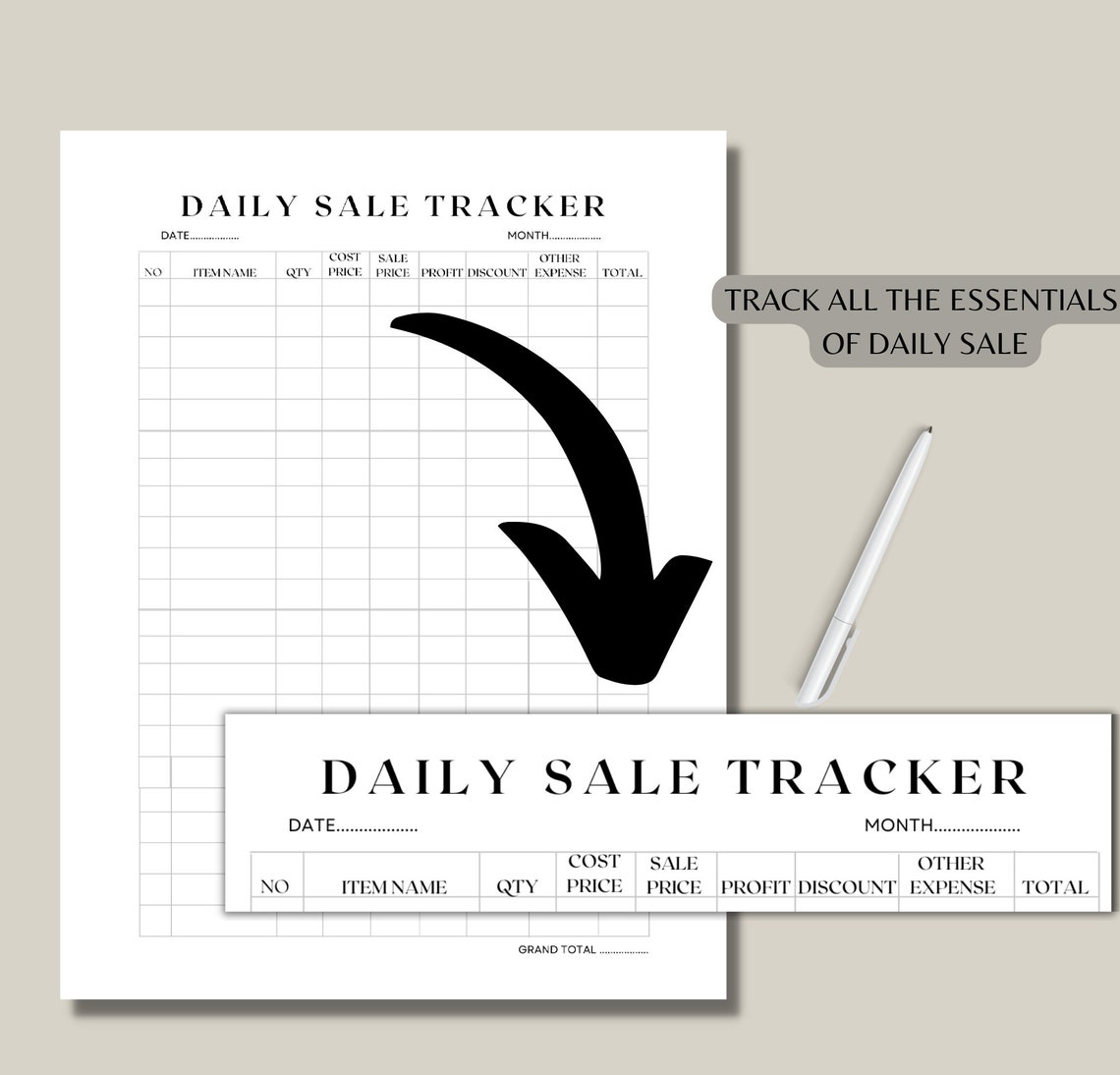 Sales Log Printable | Daily Sales Tracker | Sale Template | Website ...