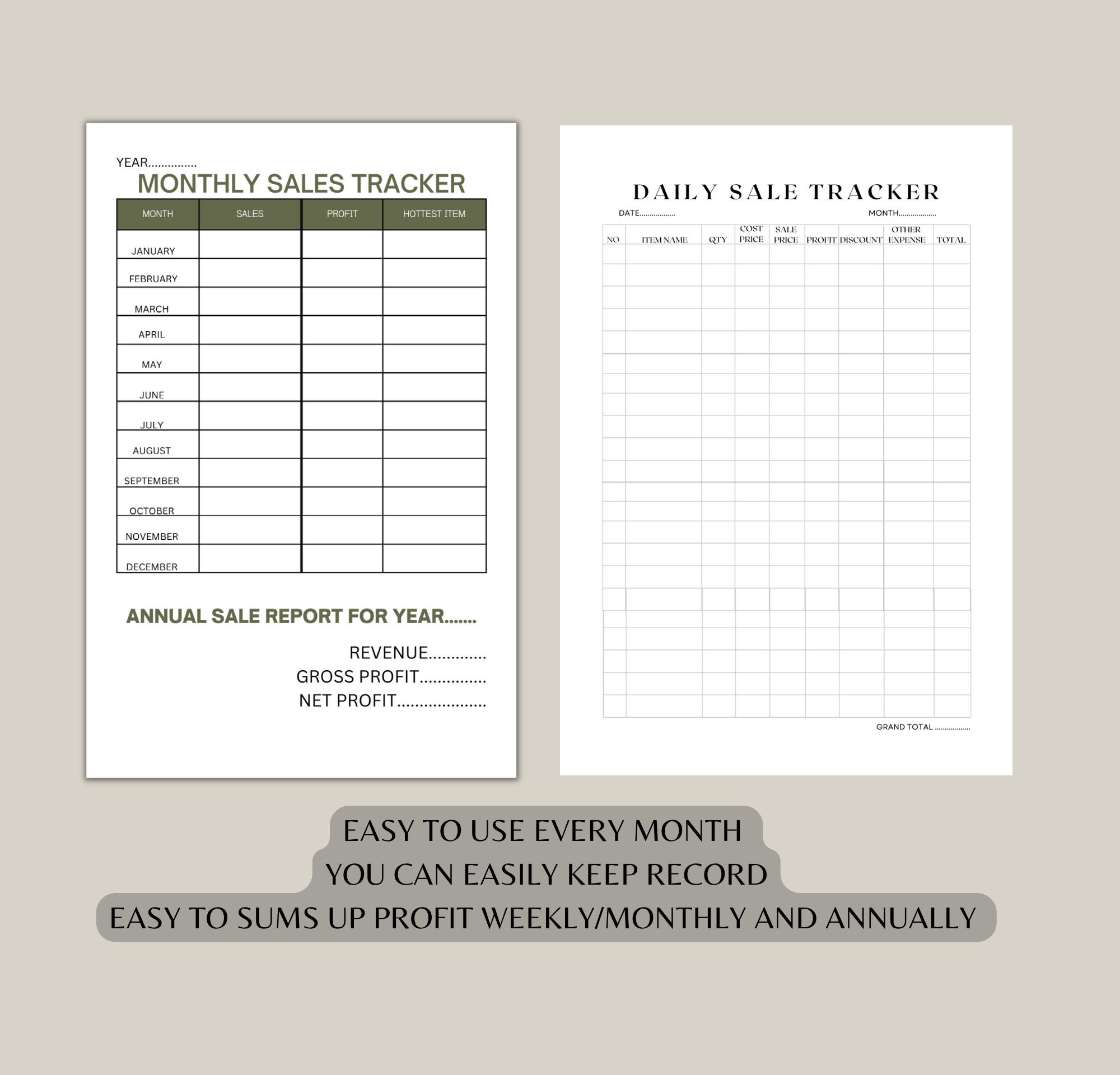 Sales Log Printable Daily Sales Tracker Sale Template Website Sales ...