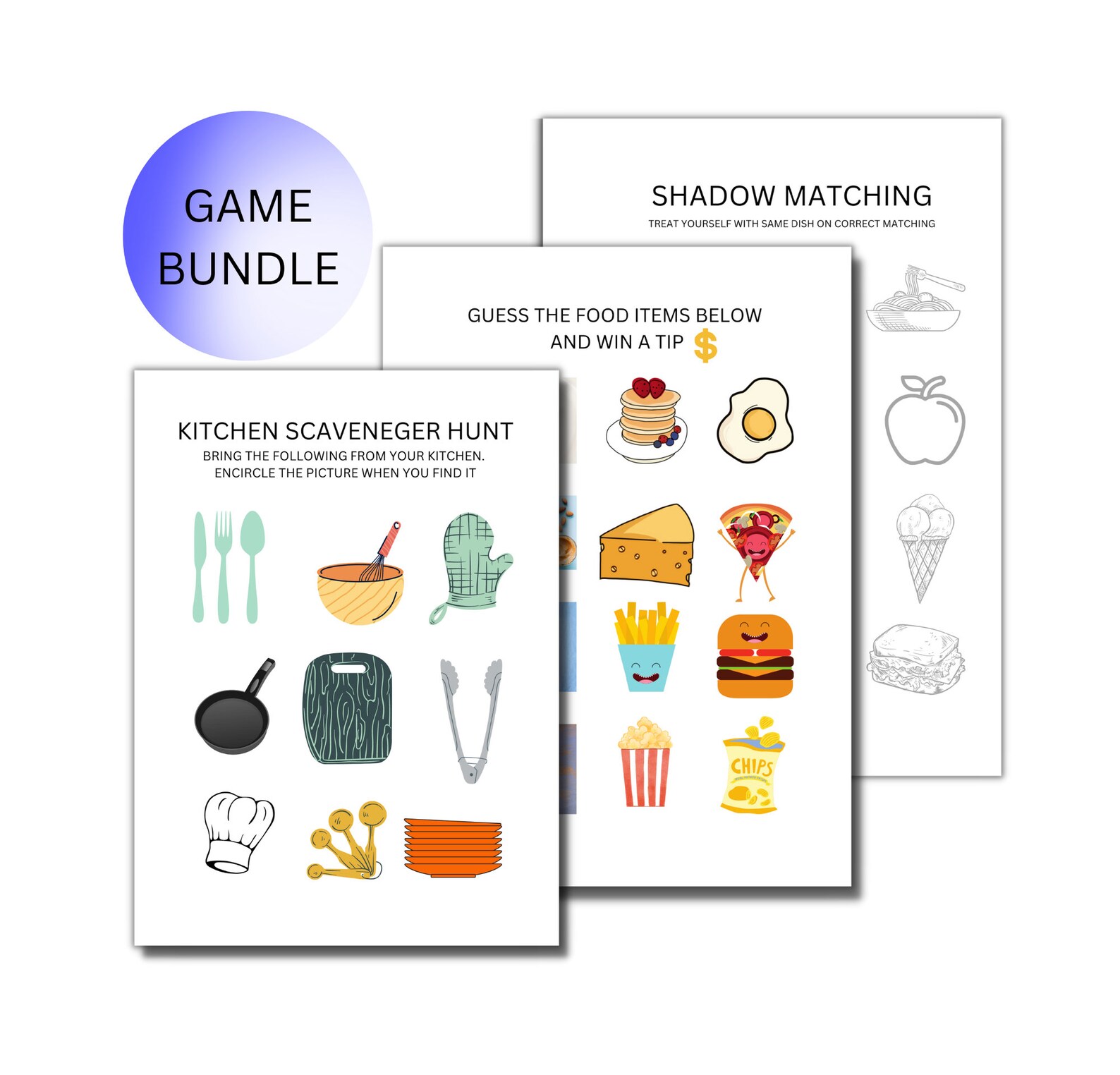 KIDS Pretend Play Menu | Games BUNDLE | Kids Restaurant Menu | Digital ...