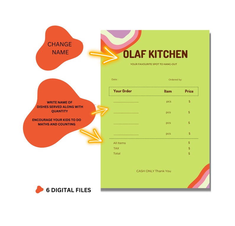 Kids Pretend Play Restaurant Menu| Kids Visual Recipe| Flameless Recipe ...