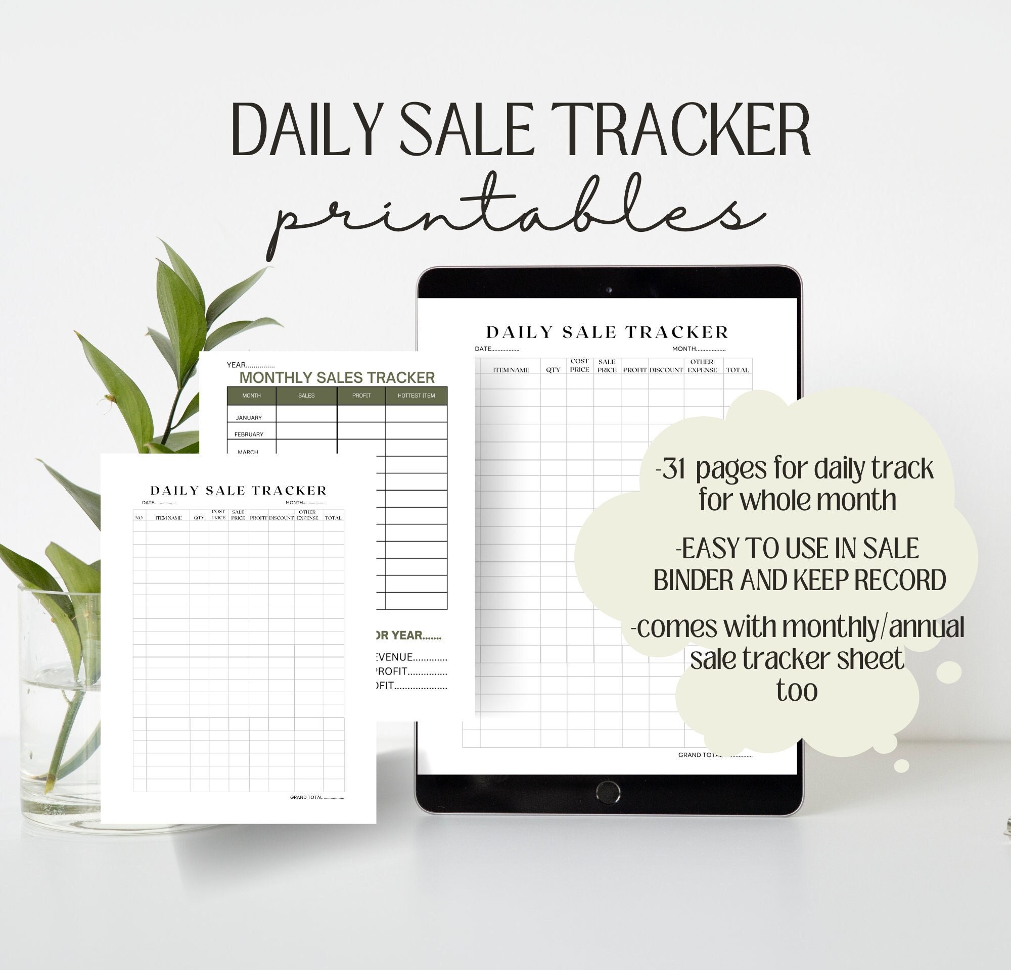 Sales Log Printable | Daily Sales Tracker | Sale Template | Website ...