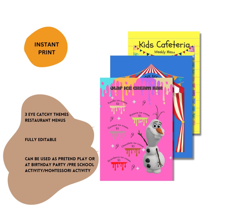 Kids Pretend Play Restaurant Menu| Kids Visual Recipe| Flameless Recipe ...