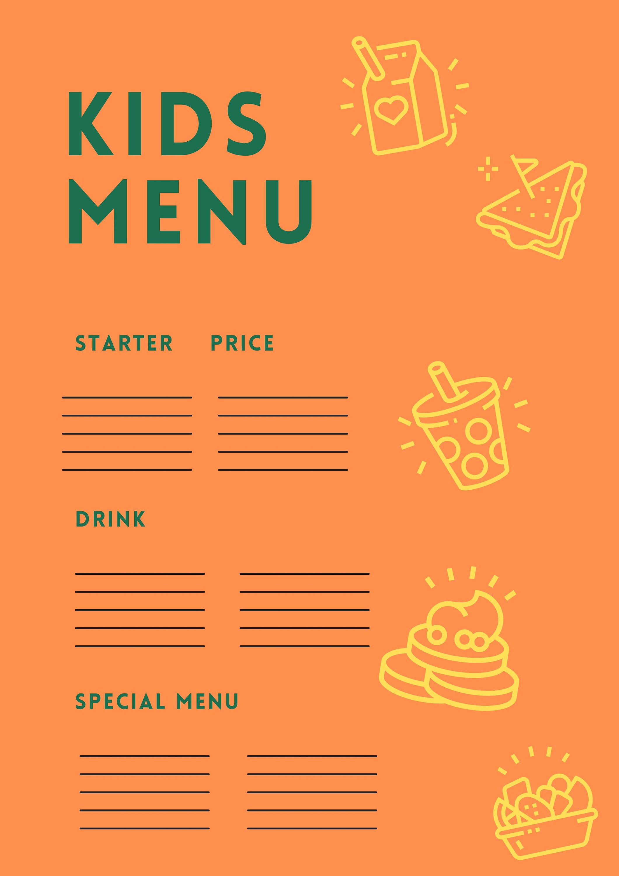 KIDS Pretend Play Menu | Games BUNDLE | Kids Restaurant Menu | Digital ...