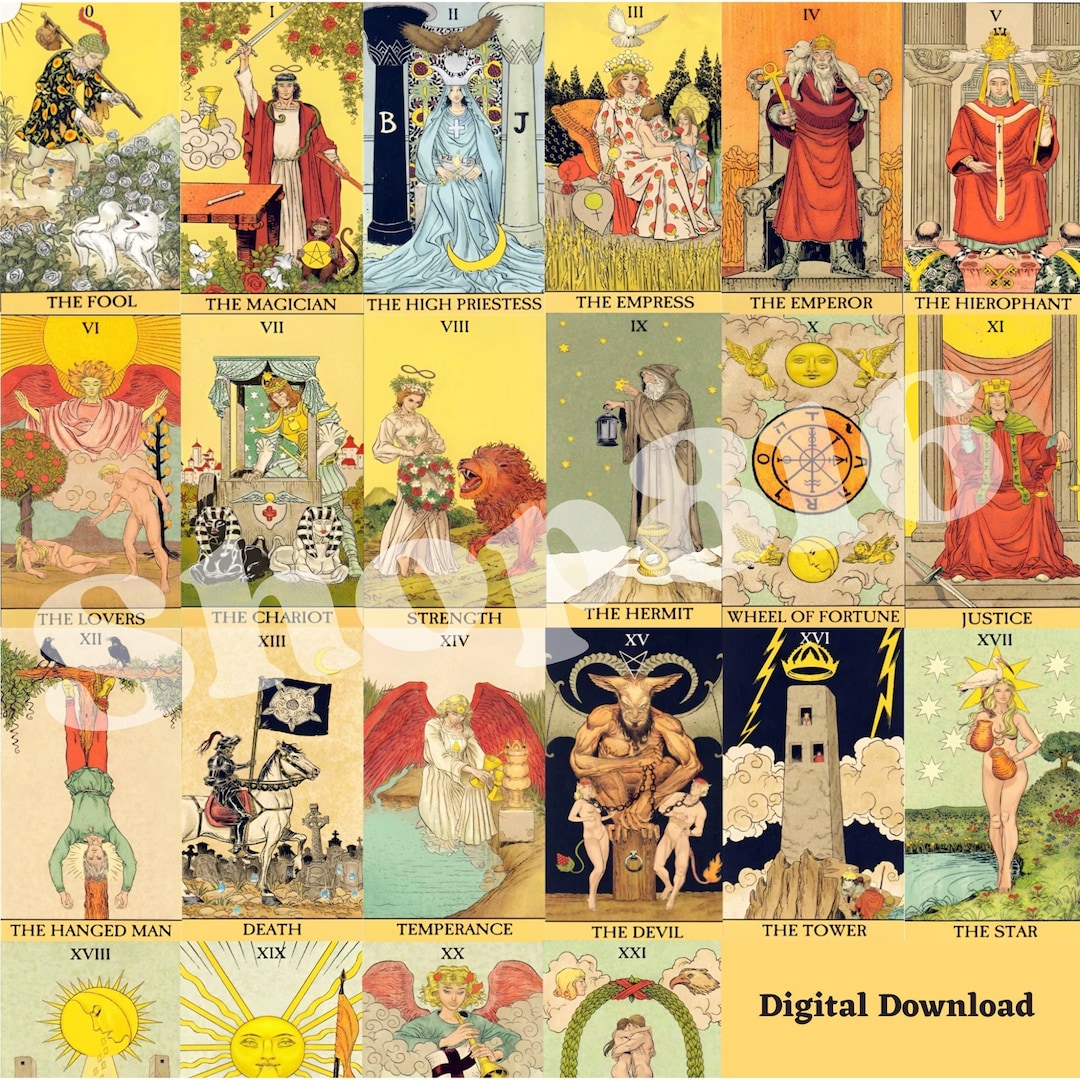 Printable Digital Classic Tarot Deck Cards, Rider Waite Smith Tarot Deck, Classic Tarot Cards ...