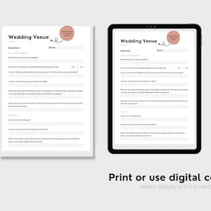 Wedding Venue Questions, Complete Digital Template Printable Editable ...