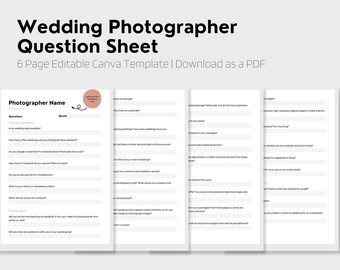 Wedding Venue Questions, Complete Digital Template Printable Editable ...