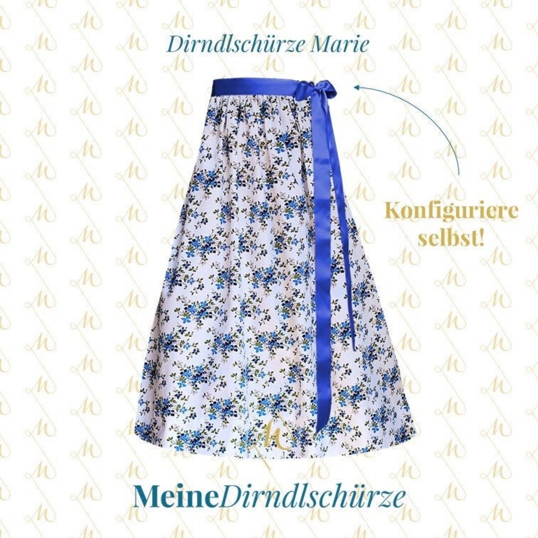 Dirndl Apron Blue Floral, Custom-made, Customizable, Optional With ...