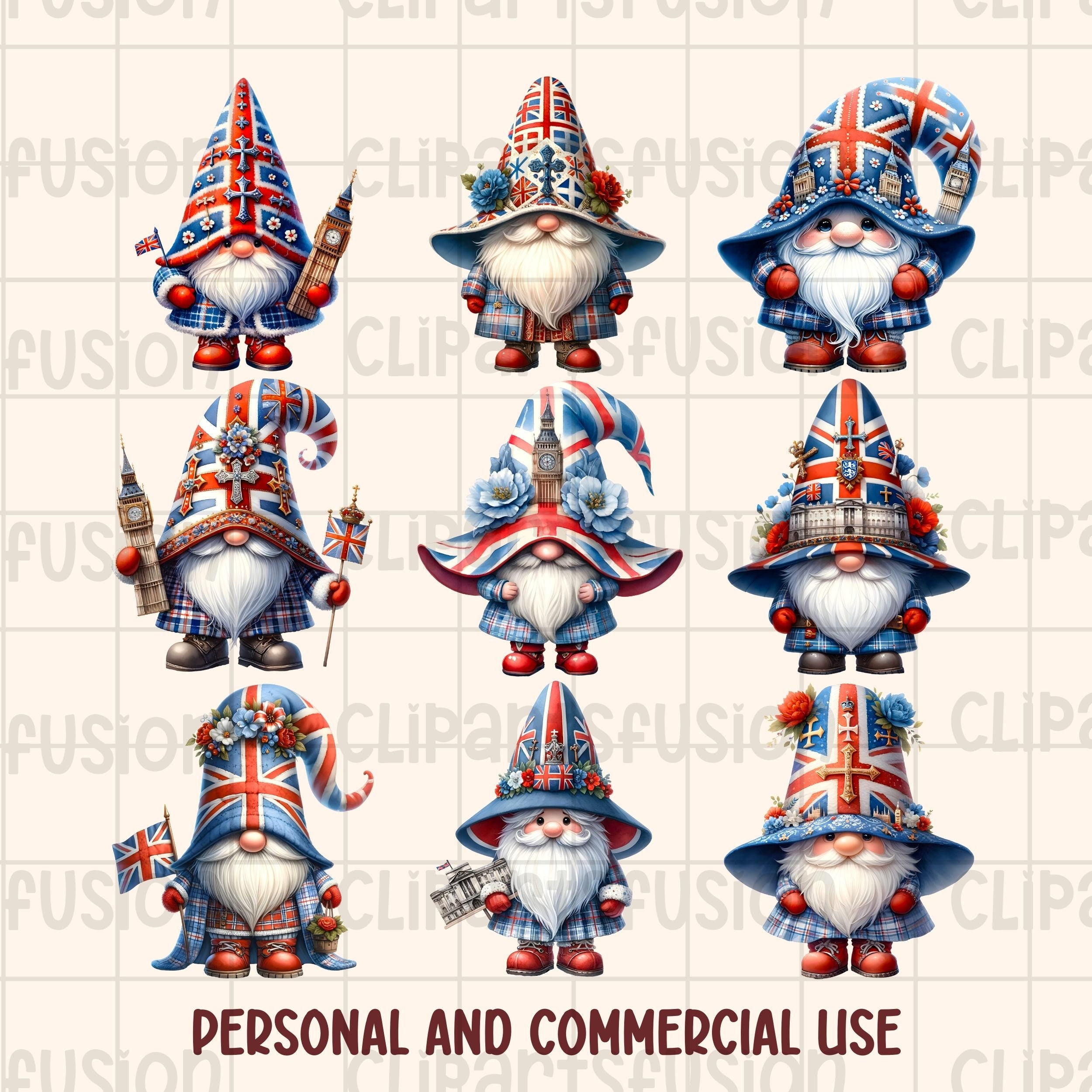 British Gnome Watercolor Clip Art | English Nome Graphics Collection ...