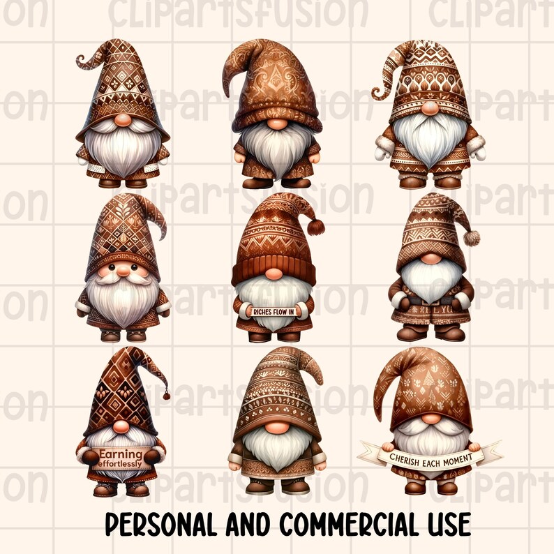 Abundance Gnome Clipart Bundle | Positive Manifesting Gnome Graphics ...