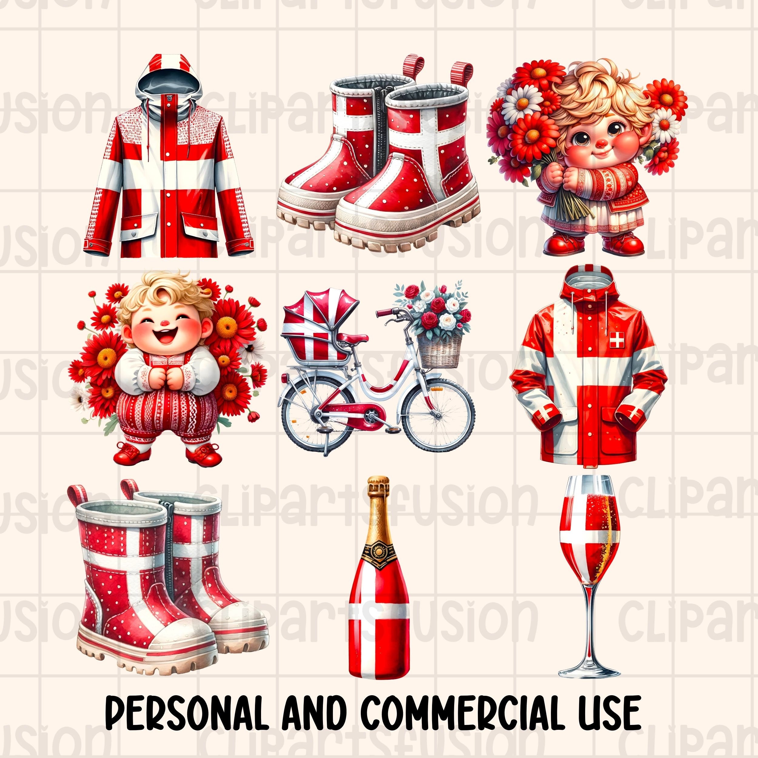 Denmark Culture Clipart Bundle | Travel to Denmark Graphics Collection ...