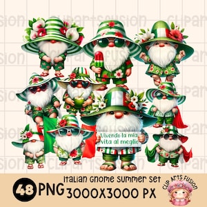 Italian Gnome Watercolor Clipart | Summer Travel Gnome Graphic ...