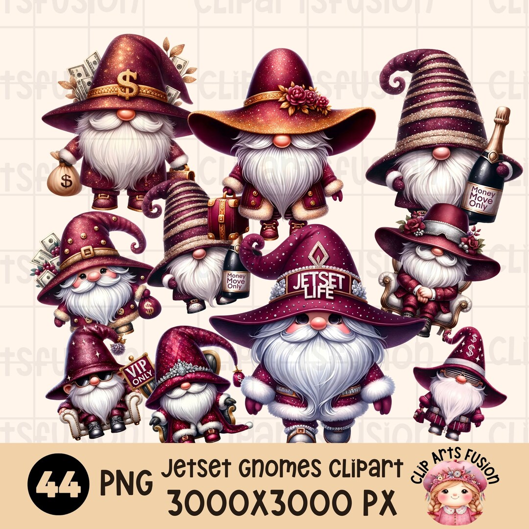 Jetset Gnomes Watercolor Clipart Collection | Wanderlust Gnome Graphic ...