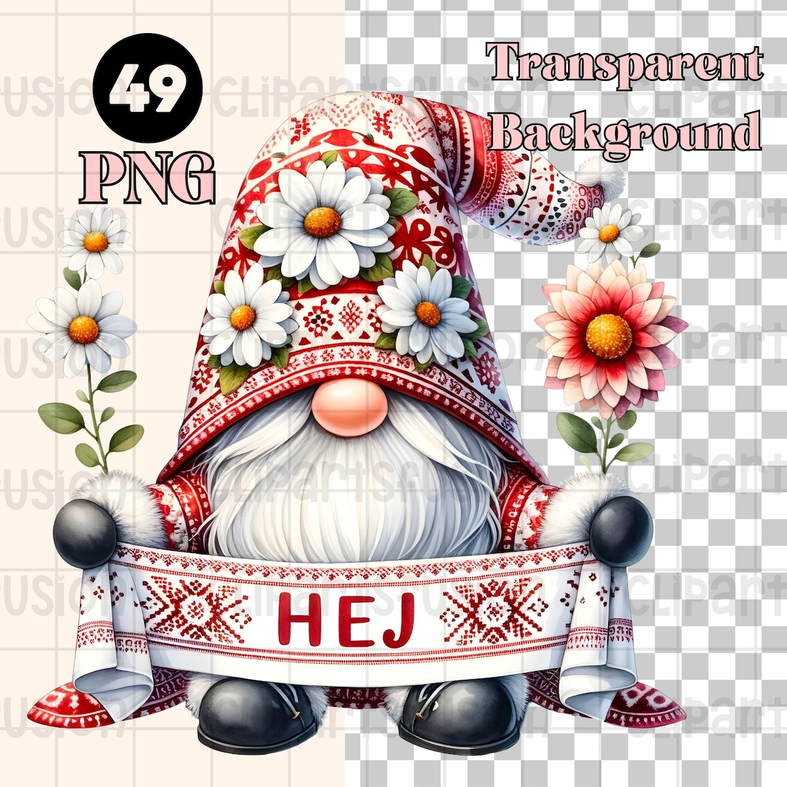 Danish Gnome Watercolor Clipart Collection |cute Gnome Graphics ...