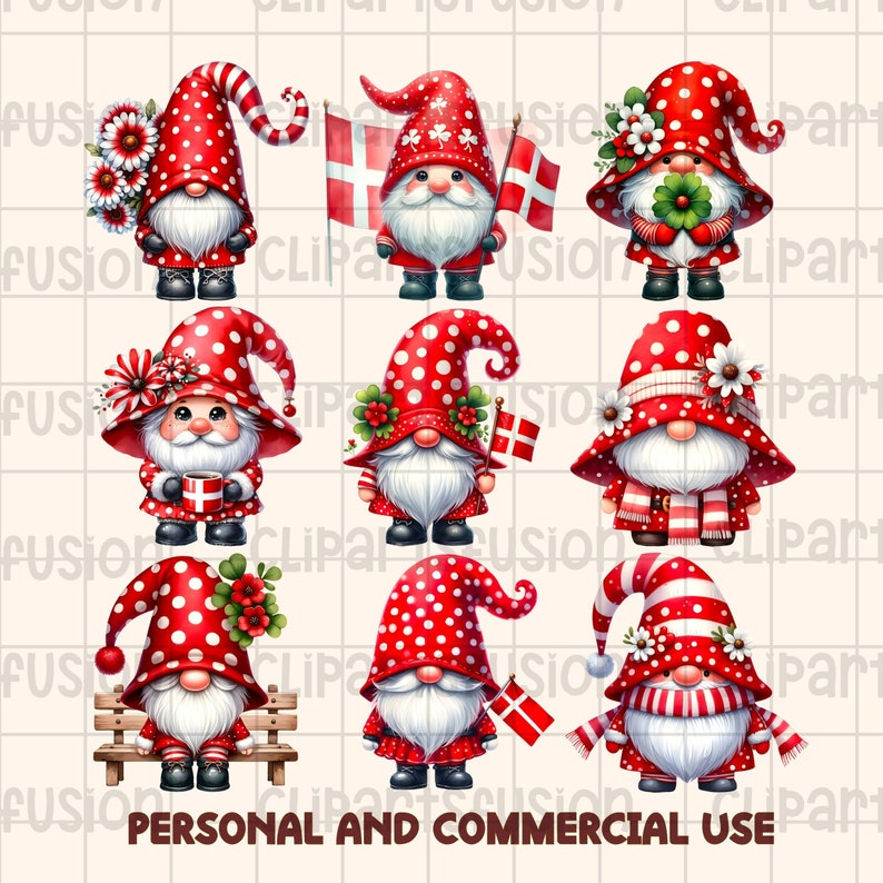 Danish Gnomes Clipart Set | Watercolor Cute Danish Nomes Collection ...