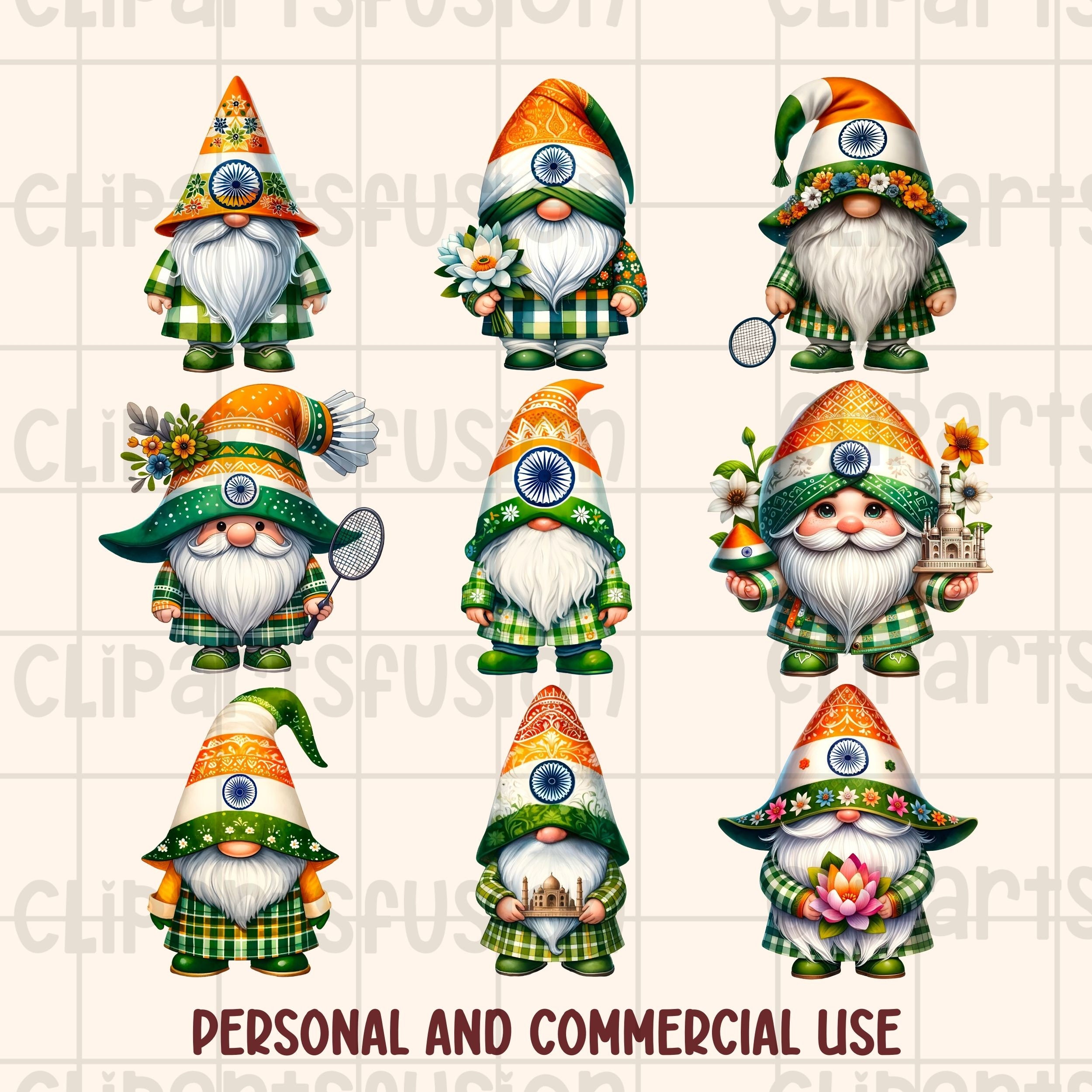 Indian Watercolor Gnome Clip Art Bundle | Travel to India | Culture ...