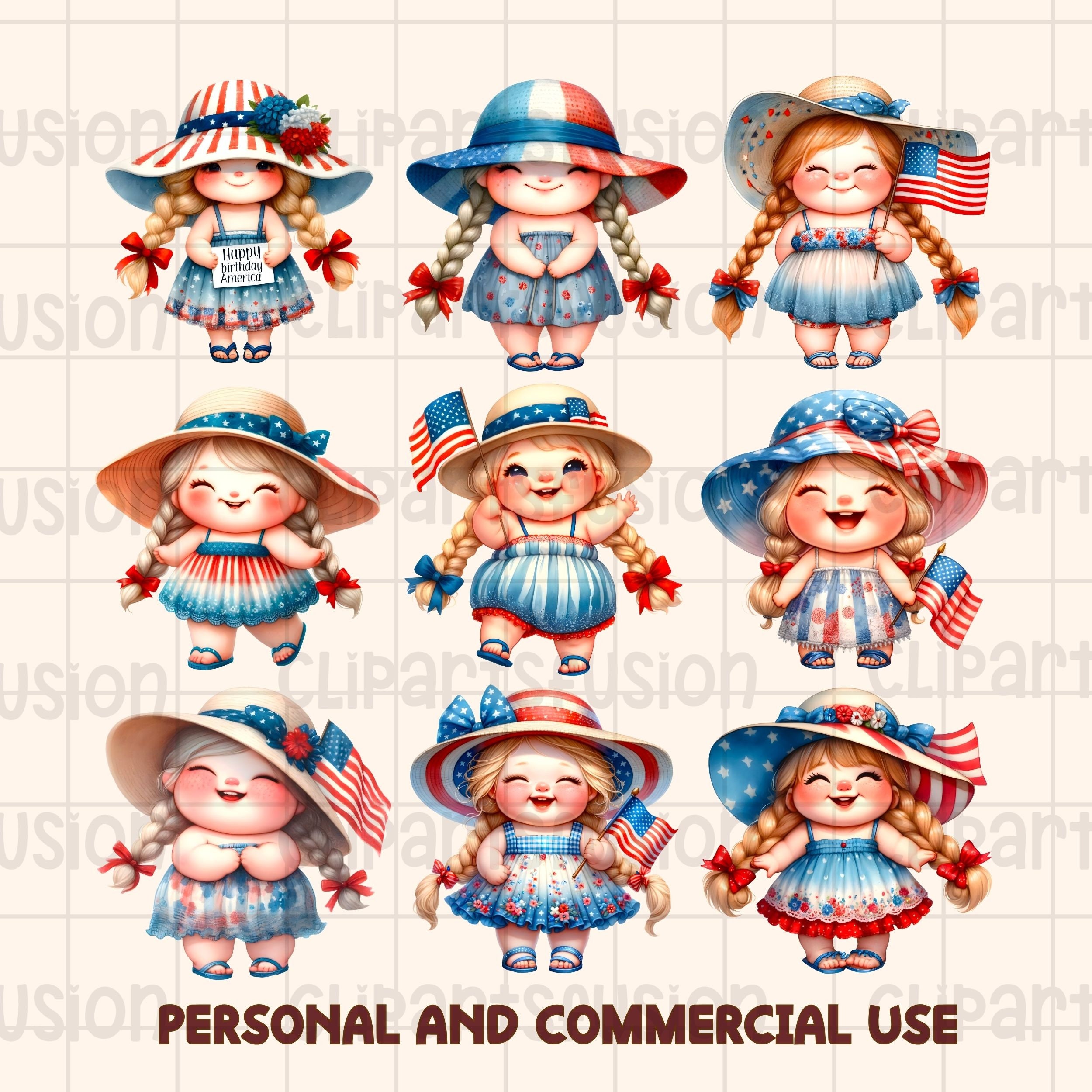 American Girls Watercolor Clipart Set | Summer Girls Graphics PNG ...