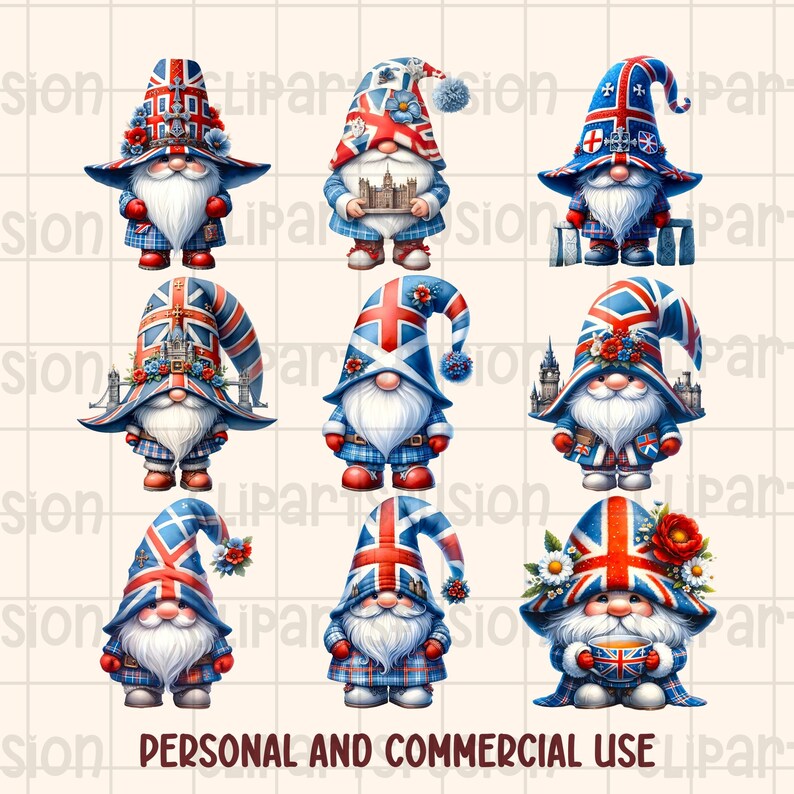 British Gnome Watercolor Clip Art | English Nome Graphics Collection ...