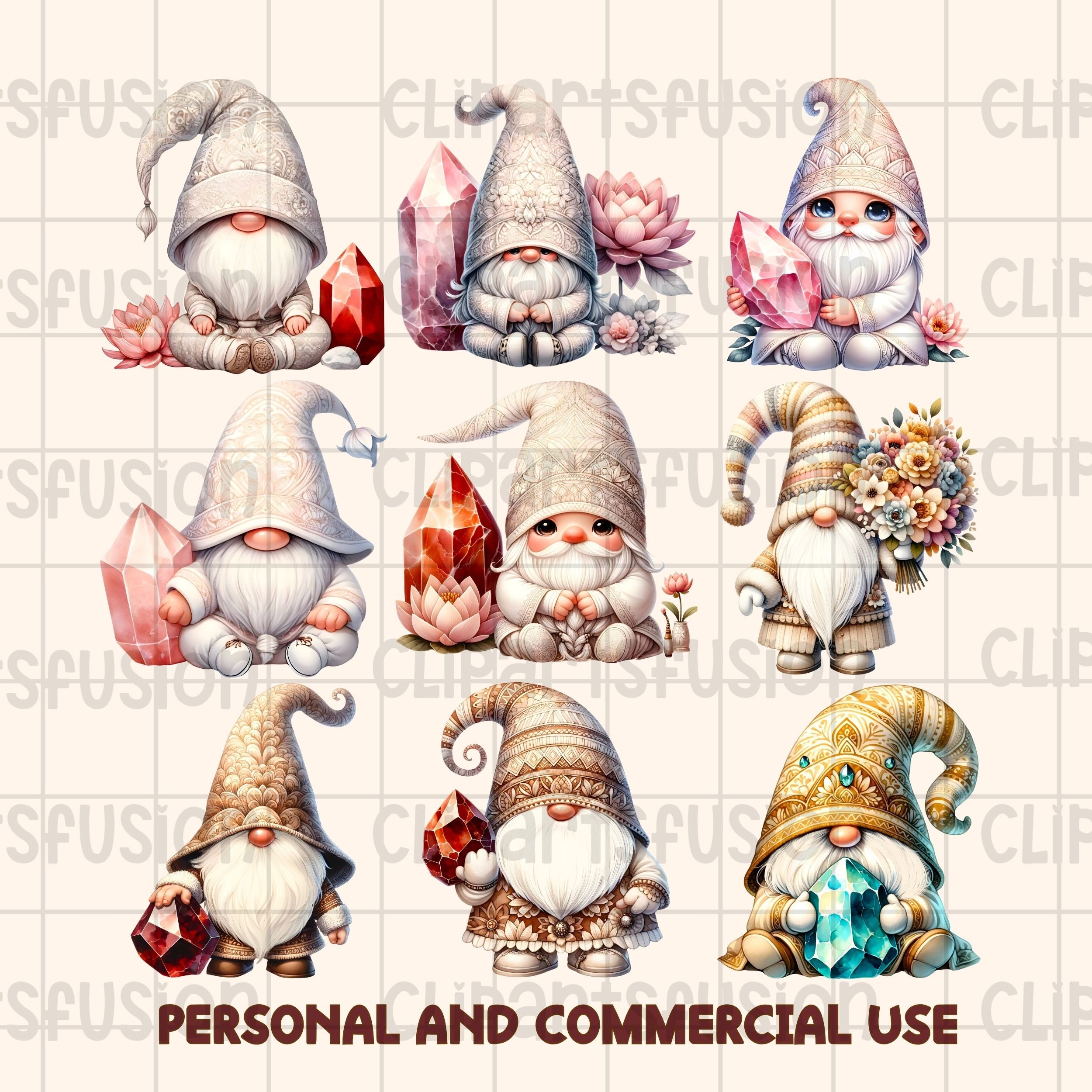 Watercolor Healing Gnomes Clipart Set, Affirmation Gnomes Collection ...