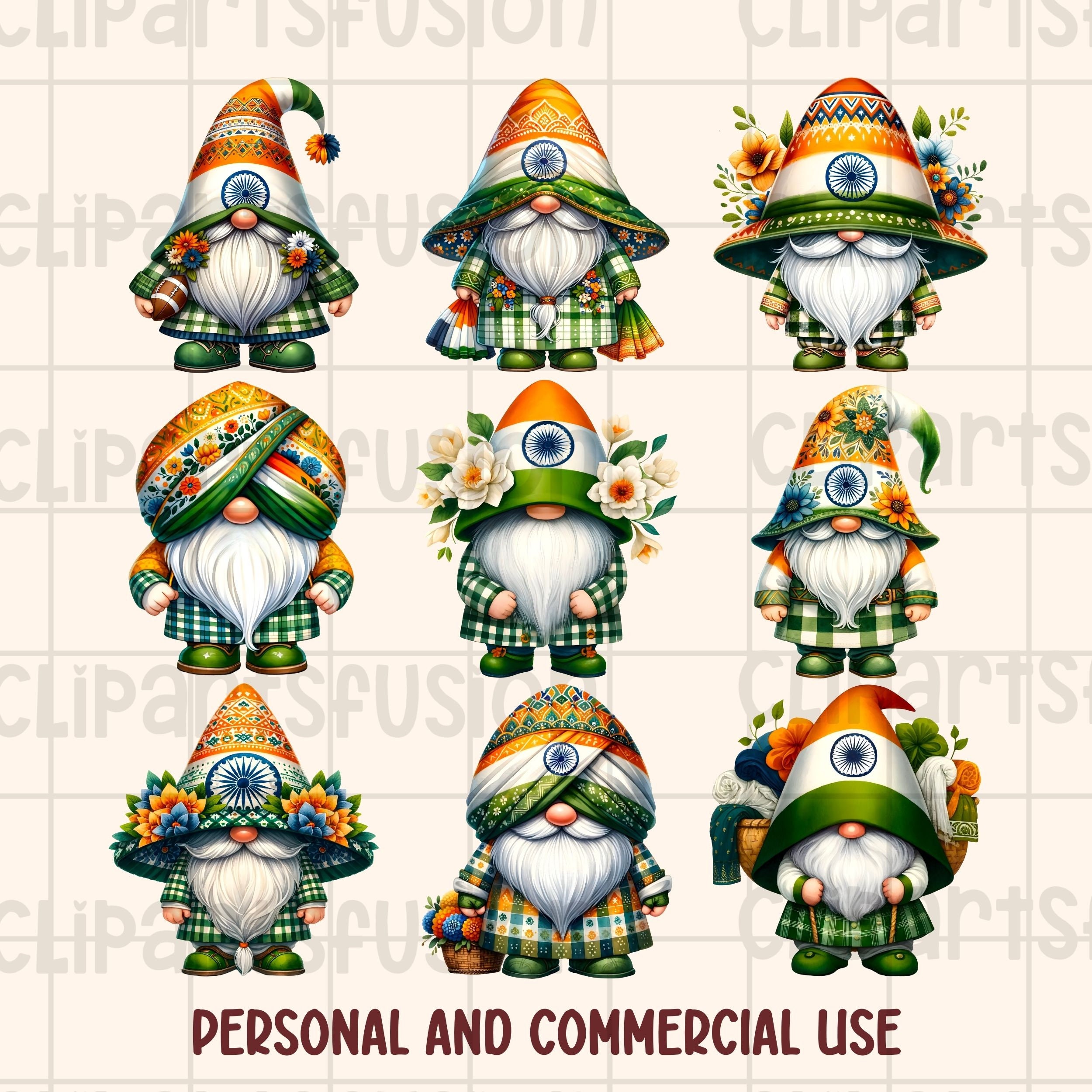 Indian Watercolor Gnome Clip Art Bundle | Travel to India | Culture ...