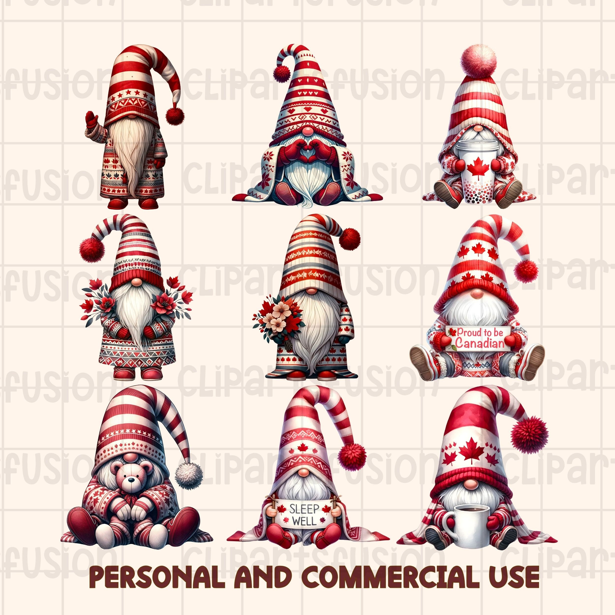Canadian Gnome Clipart Bundle | 42 PNG Canadian Nomes Graphics ...