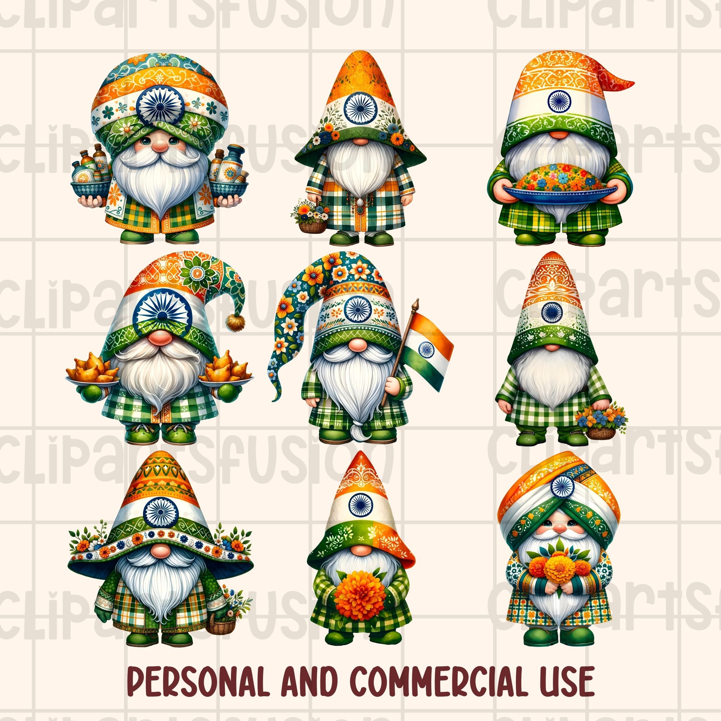 Indian Watercolor Gnome Clip Art Bundle | Travel to India | Culture ...