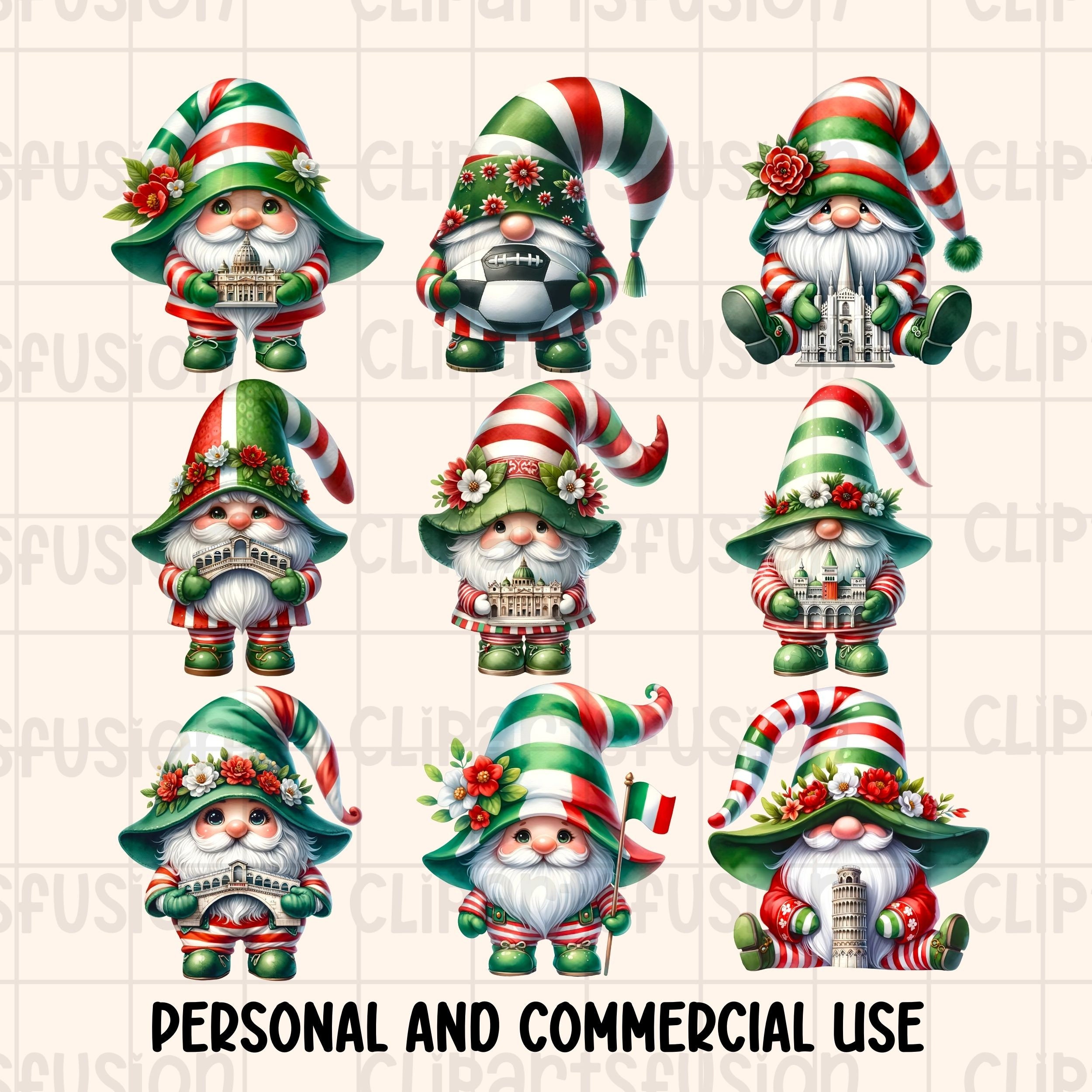 Italian Gnome Clipart Set | Travel Gnome to Italy | 58 PNG Culture ...