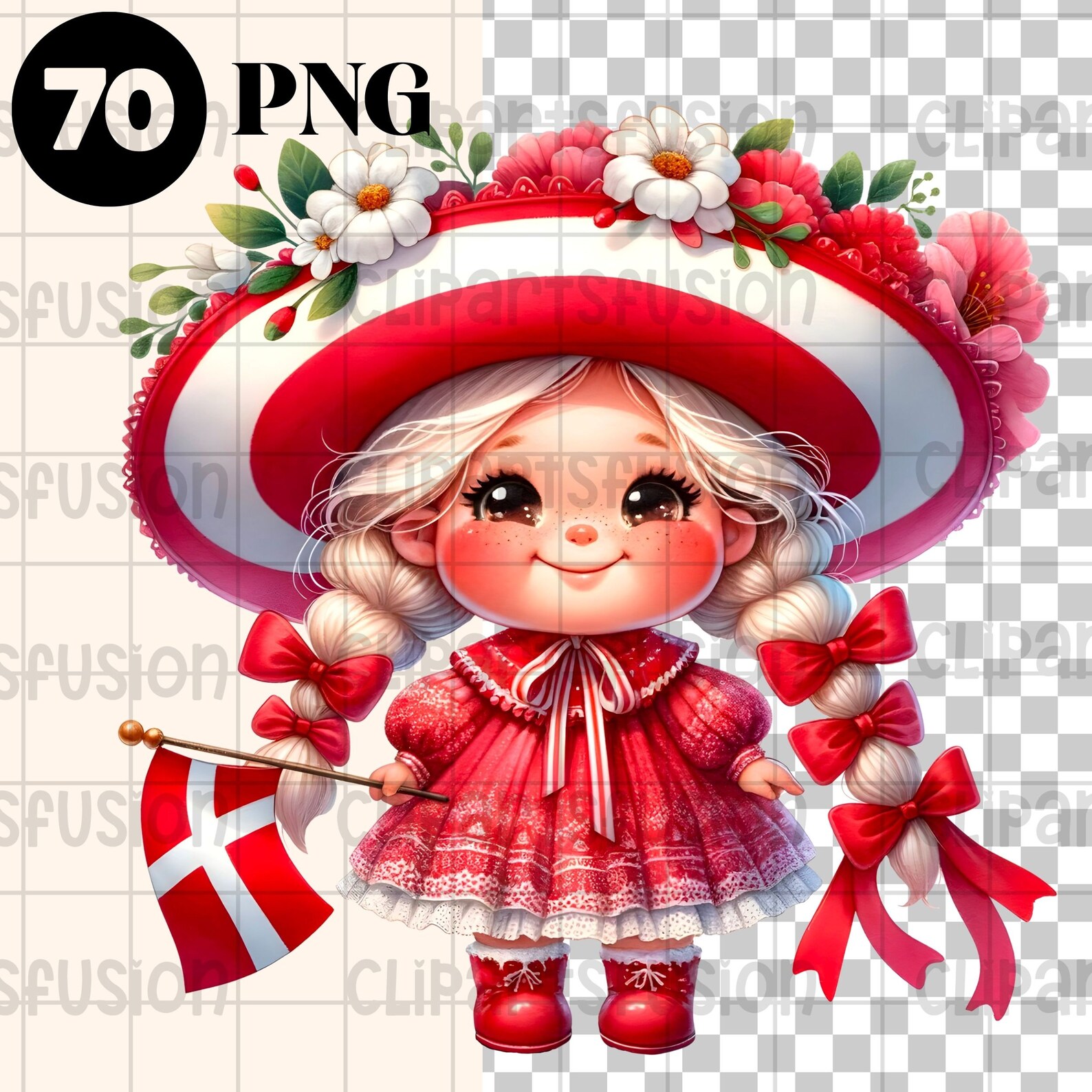 Watercolor Happy Danish Girls Clipart Set | Cute Girls Graphics Bundle ...