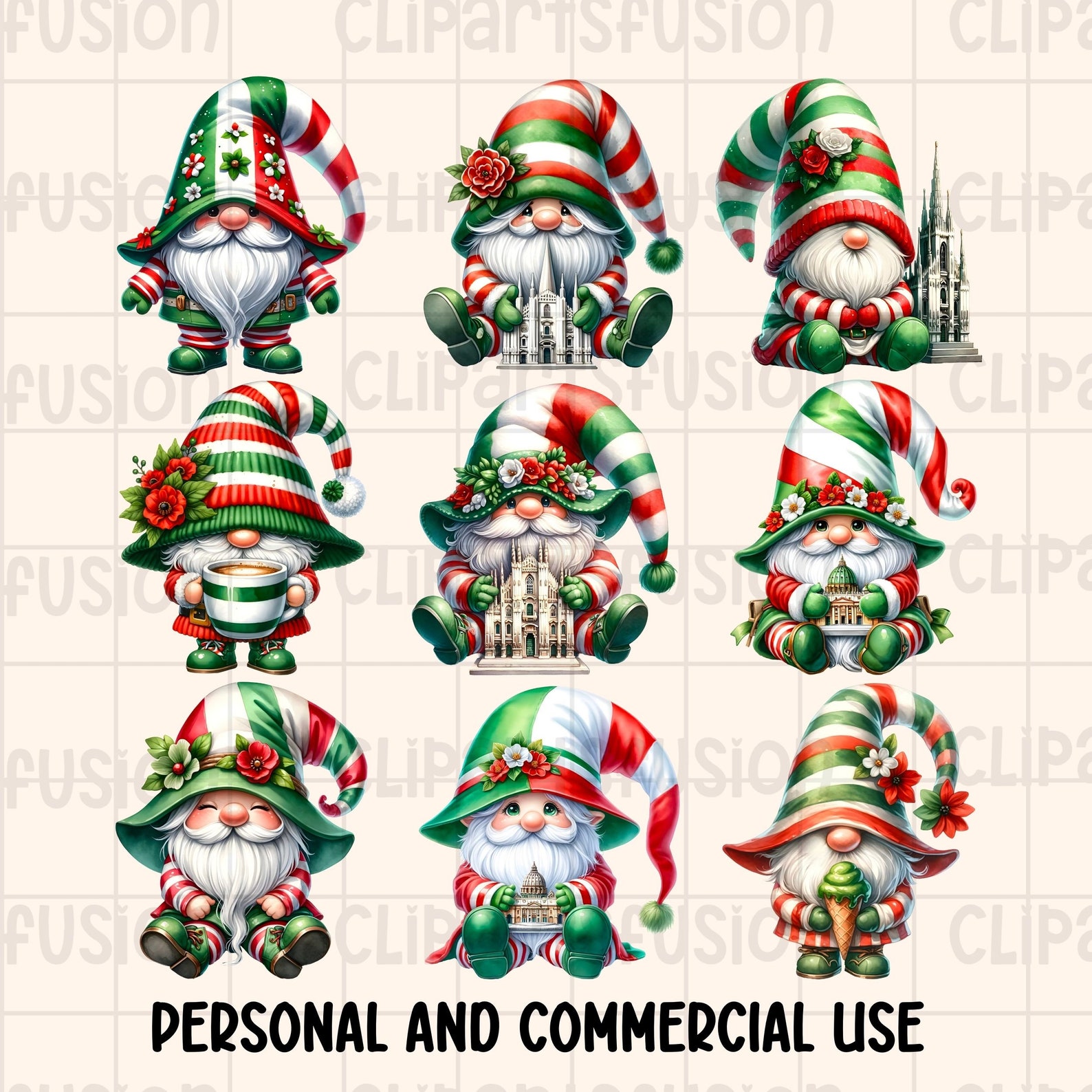 Italian Gnome Clipart Set | Travel Gnome to Italy | 58 PNG Culture ...