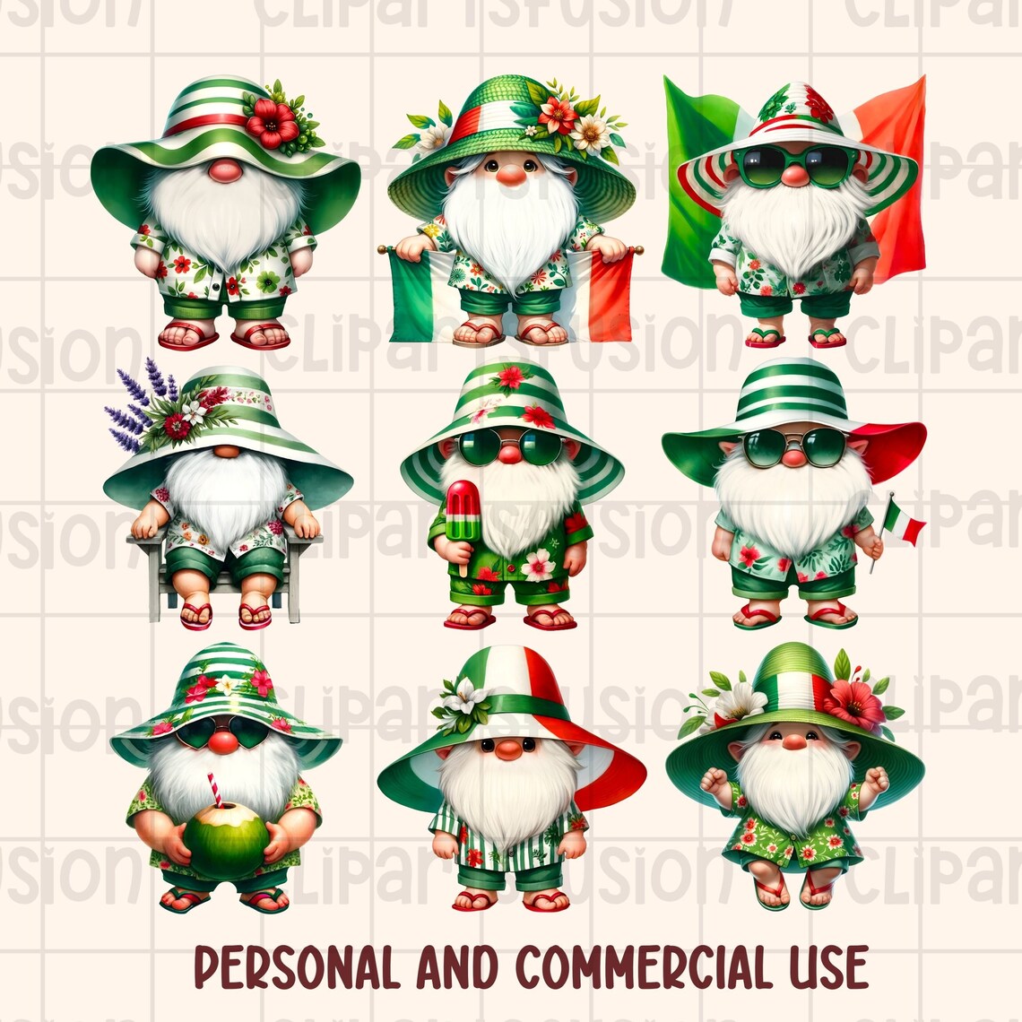Italian Gnome Watercolor Clipart | Summer Travel Gnome Graphic ...