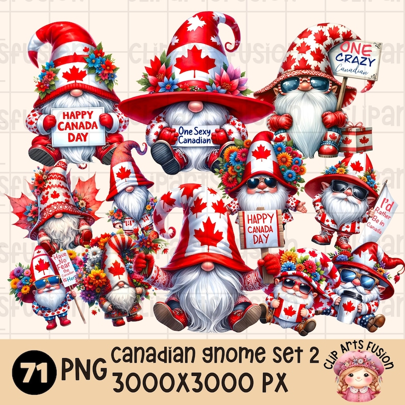 1st of July | Canadian Gnome Watercolor Clipart Bundle | Cute Gnome ...