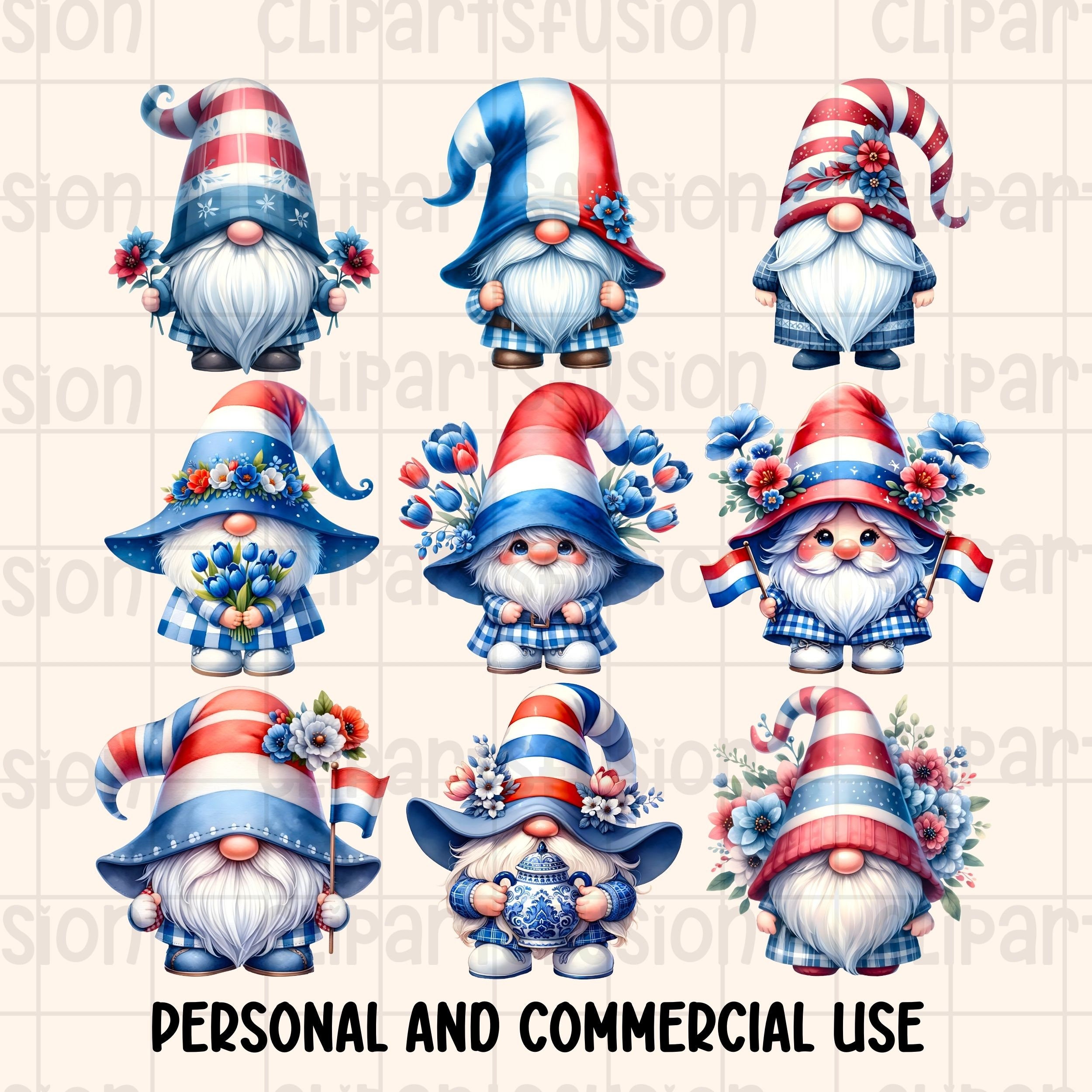 Dutch Gnome Clipart Bundle | 60 PNG Cute Nome Collection | Netherlands ...
