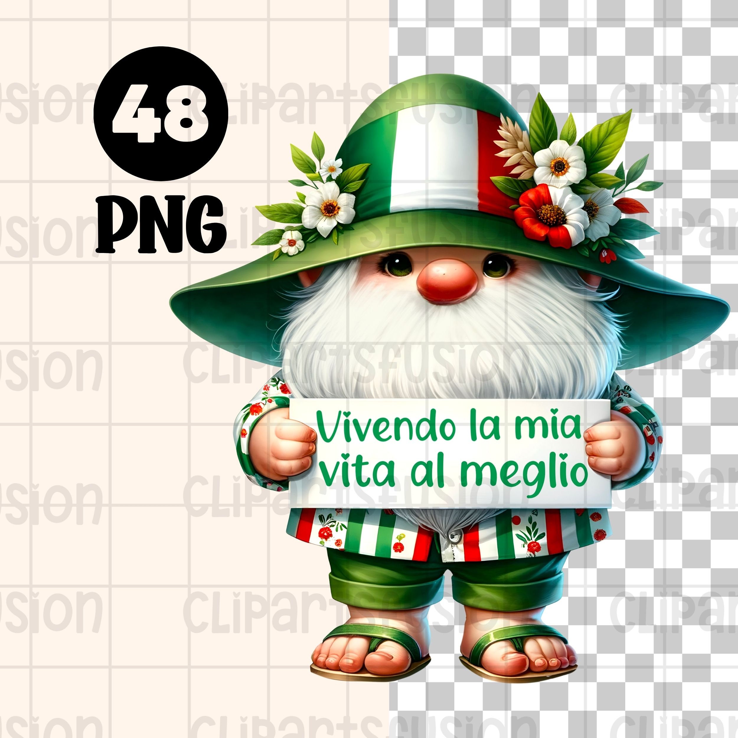 Italian Gnome Watercolor Clipart | Summer Travel Gnome Graphic ...