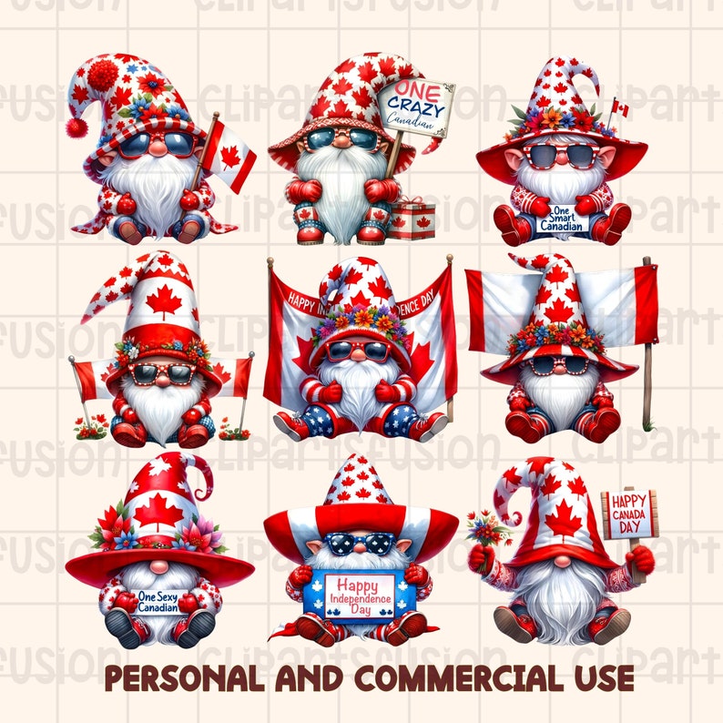 1st of July | Canadian Gnome Watercolor Clipart Bundle | Cute Gnome ...