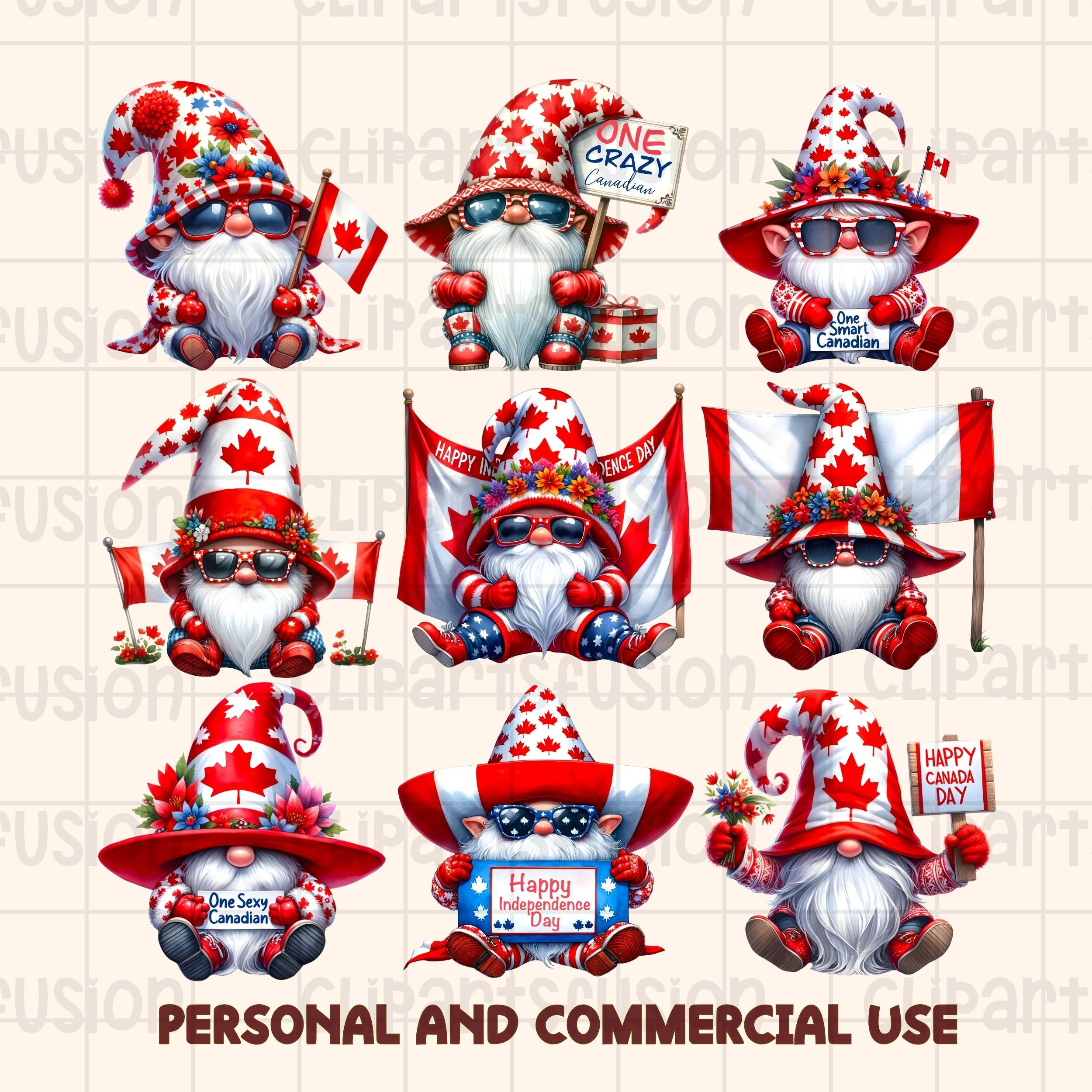 1st of July | Canadian Gnome Watercolor Clipart Bundle | Cute Gnome ...