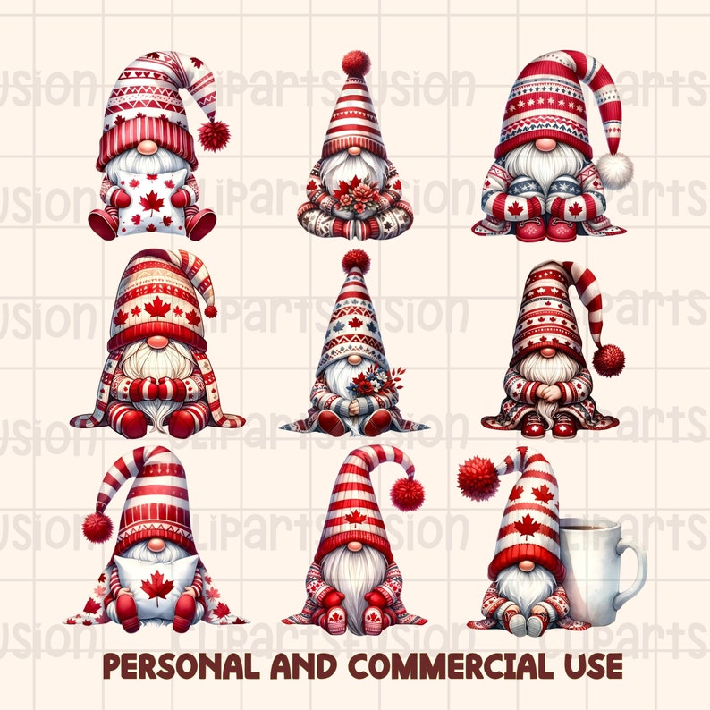 Canadian Gnome Clipart Bundle | 42 PNG Canadian Nomes Graphics ...