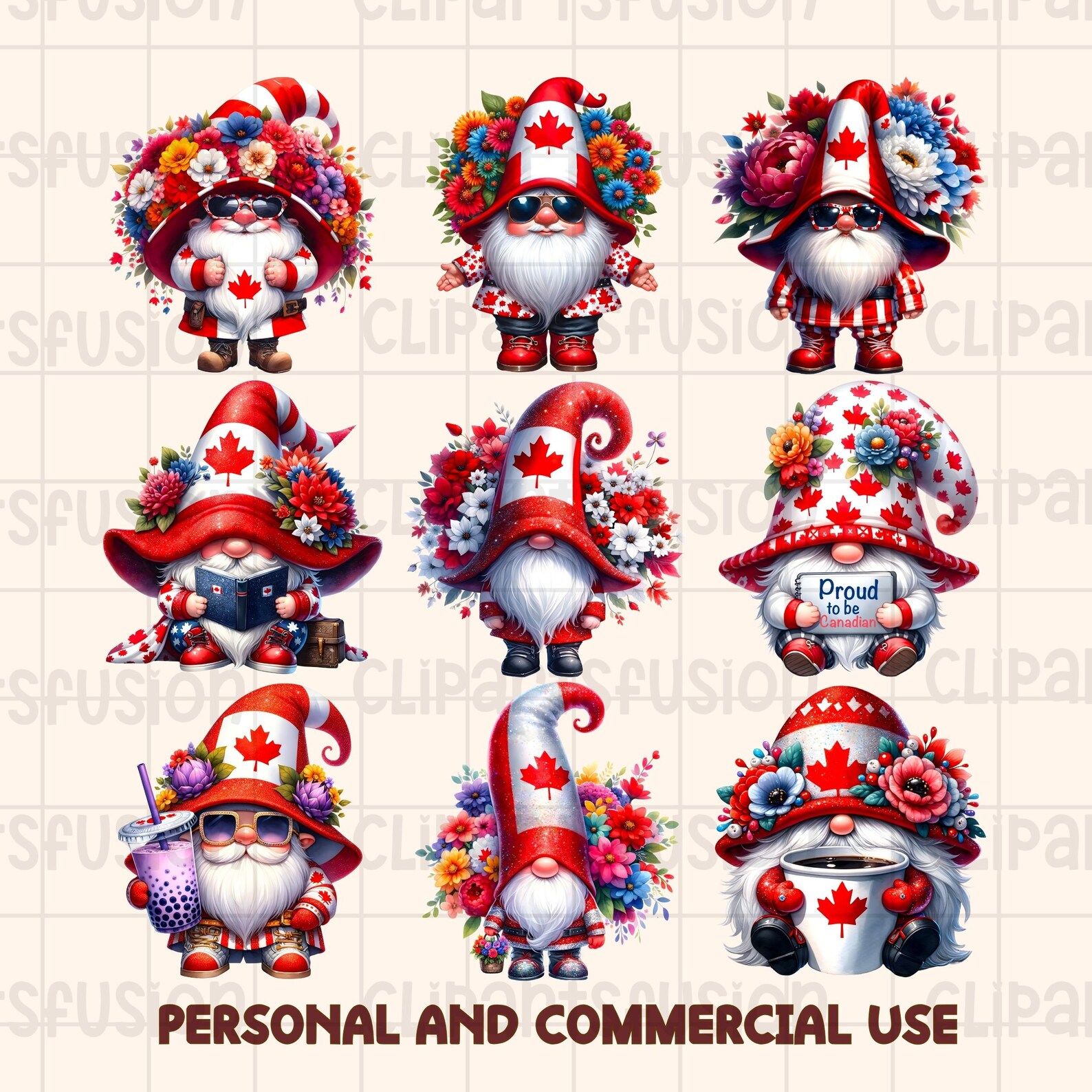 1st of July | Canadian Gnome Watercolor Clipart Bundle | Cute Gnome ...