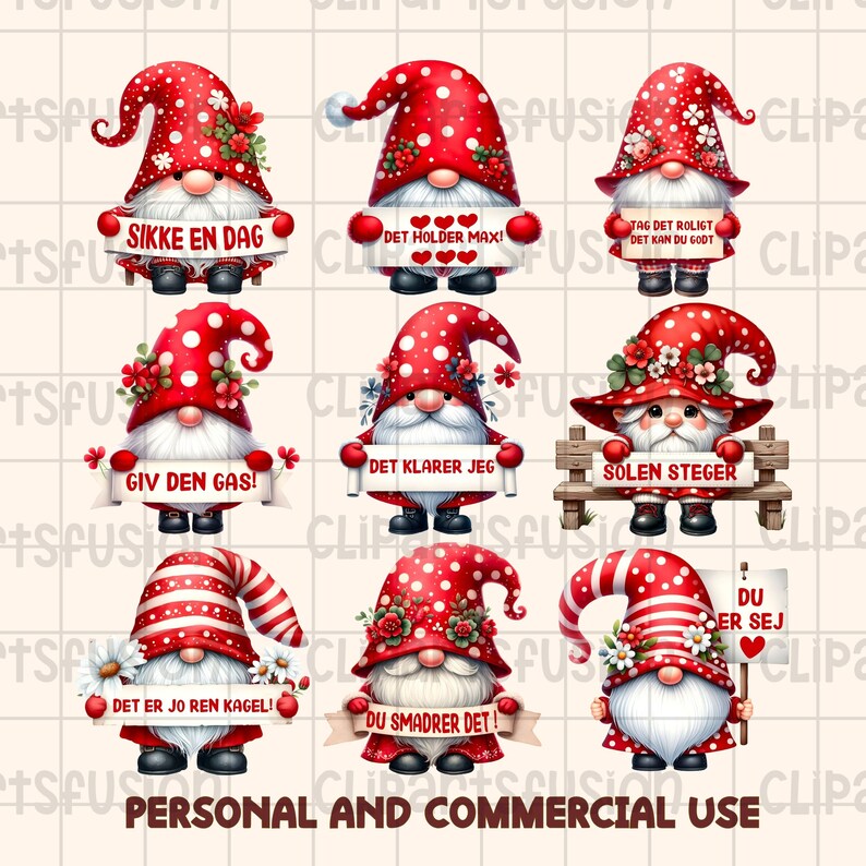 Danish Gnomes Clipart Set | Watercolor Cute Danish Nomes Collection ...