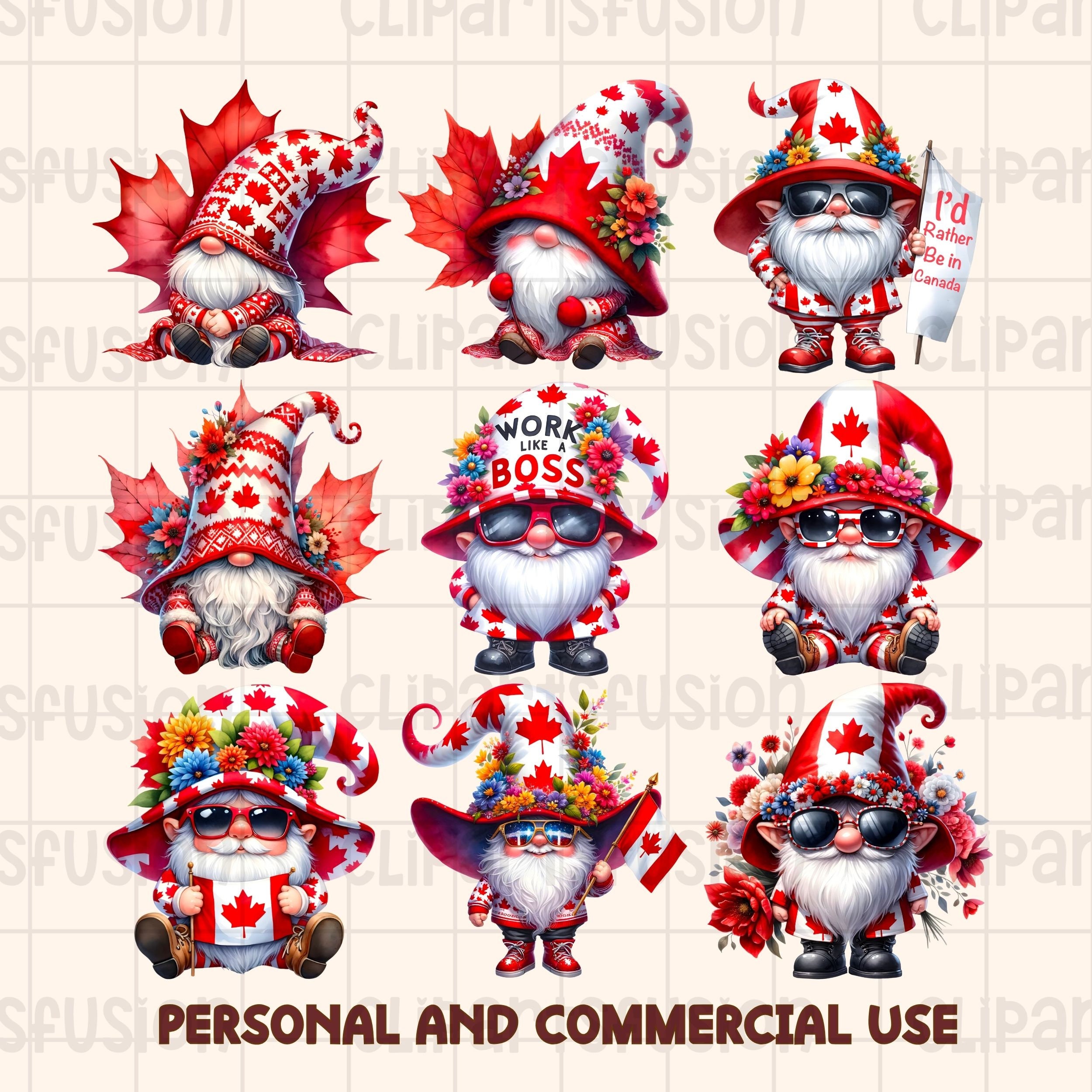 1st of July | Canadian Gnome Watercolor Clipart Bundle | Cute Gnome ...