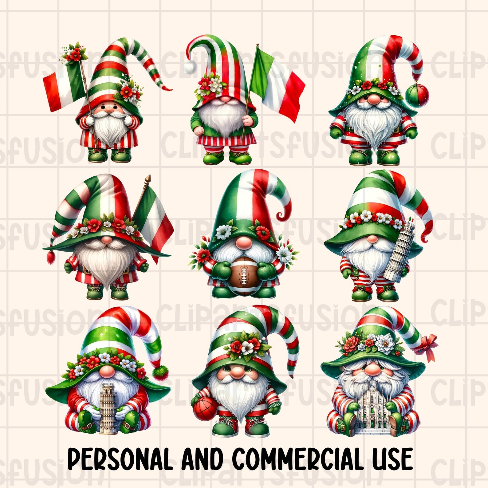 Italian Gnome Clipart Set | Travel Gnome to Italy | 58 PNG Culture ...