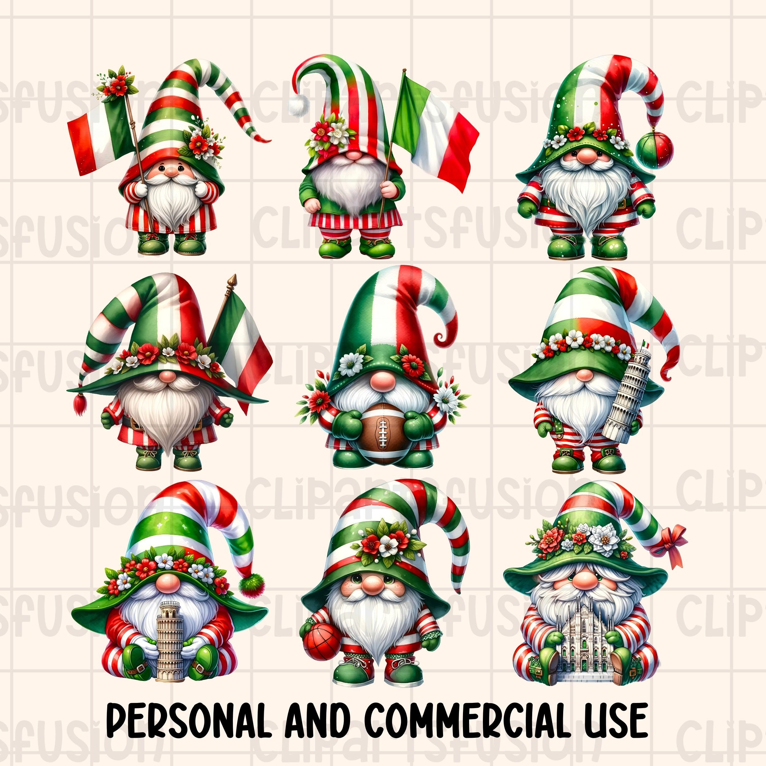 Italian Gnome Clipart Set | Travel Gnome to Italy | 58 PNG Culture ...