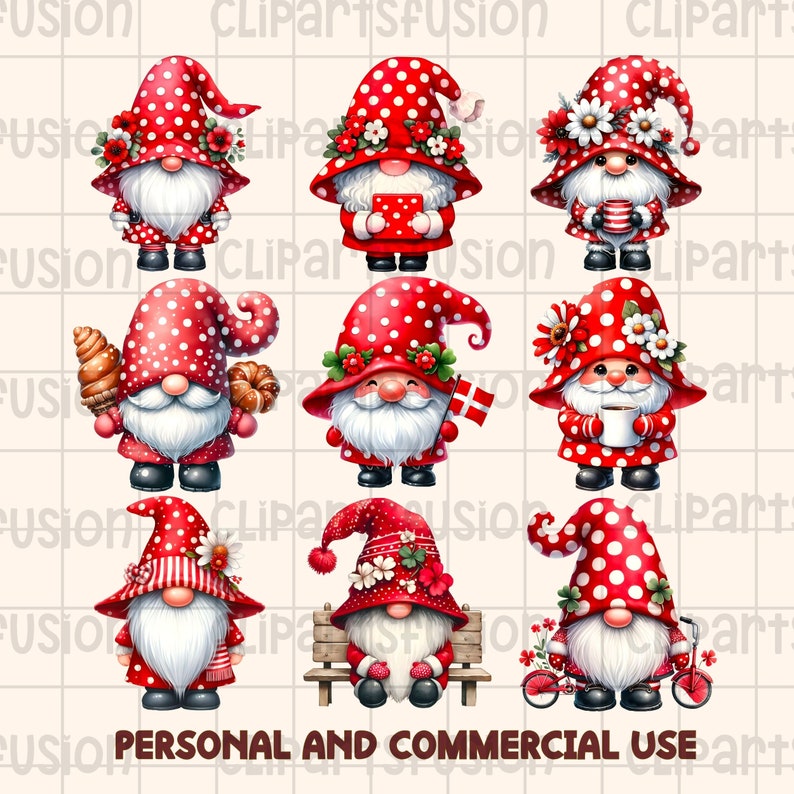 Danish Gnomes Clipart Set | Watercolor Cute Danish Nomes Collection ...
