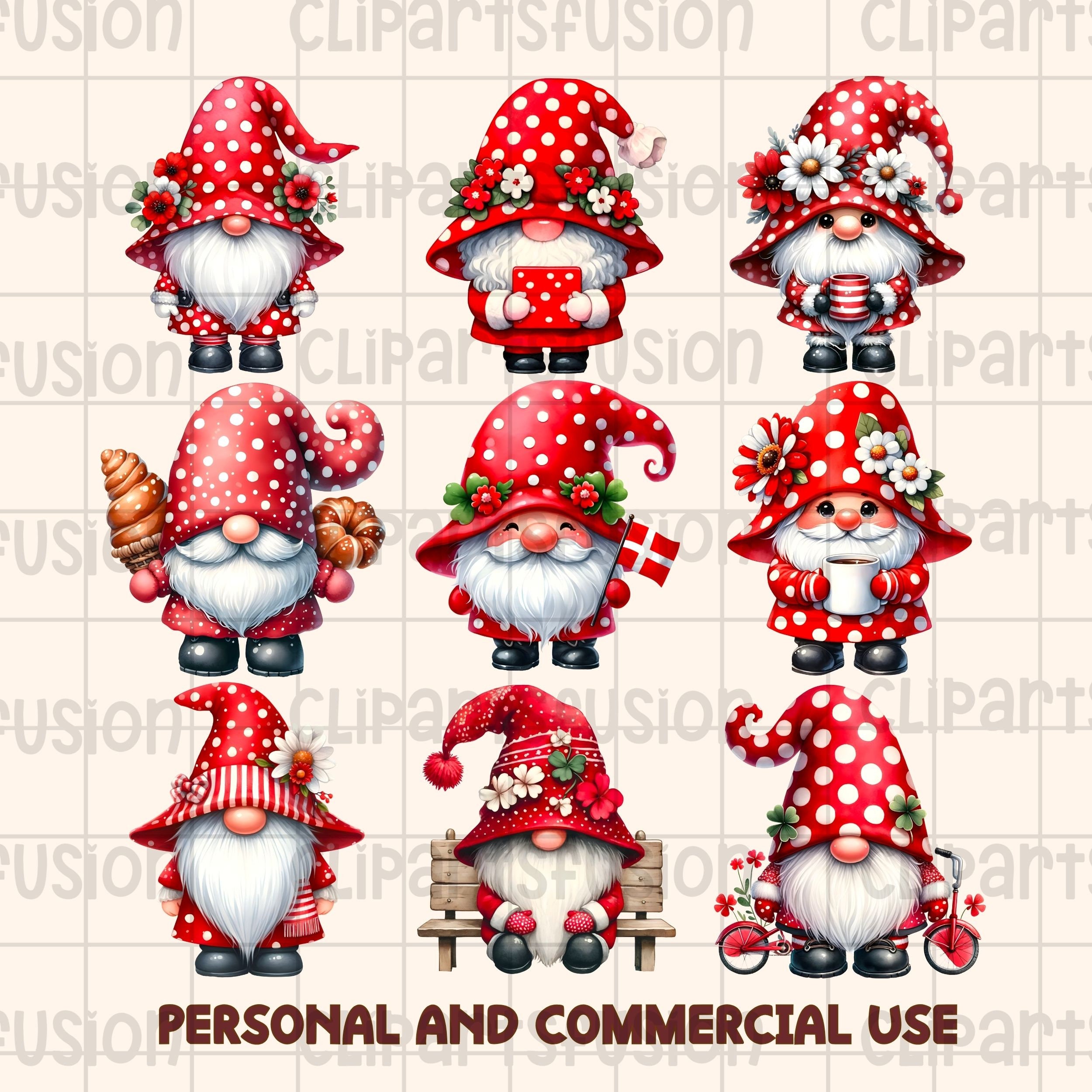 Danish Gnomes Clipart Set | Watercolor Cute Danish Nomes Collection ...