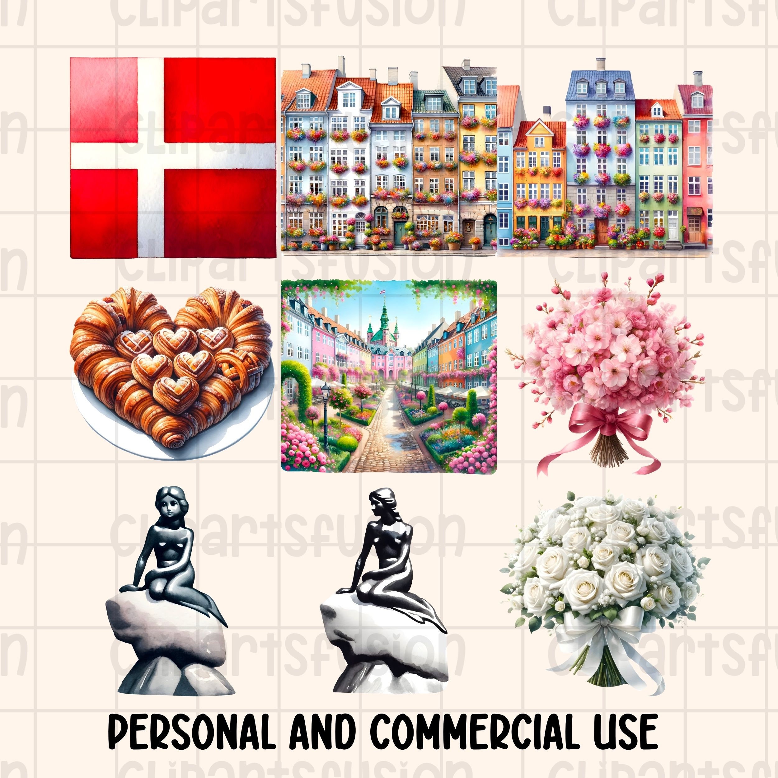 Denmark Culture Clipart Bundle Travel to Denmark Graphics Collection ...