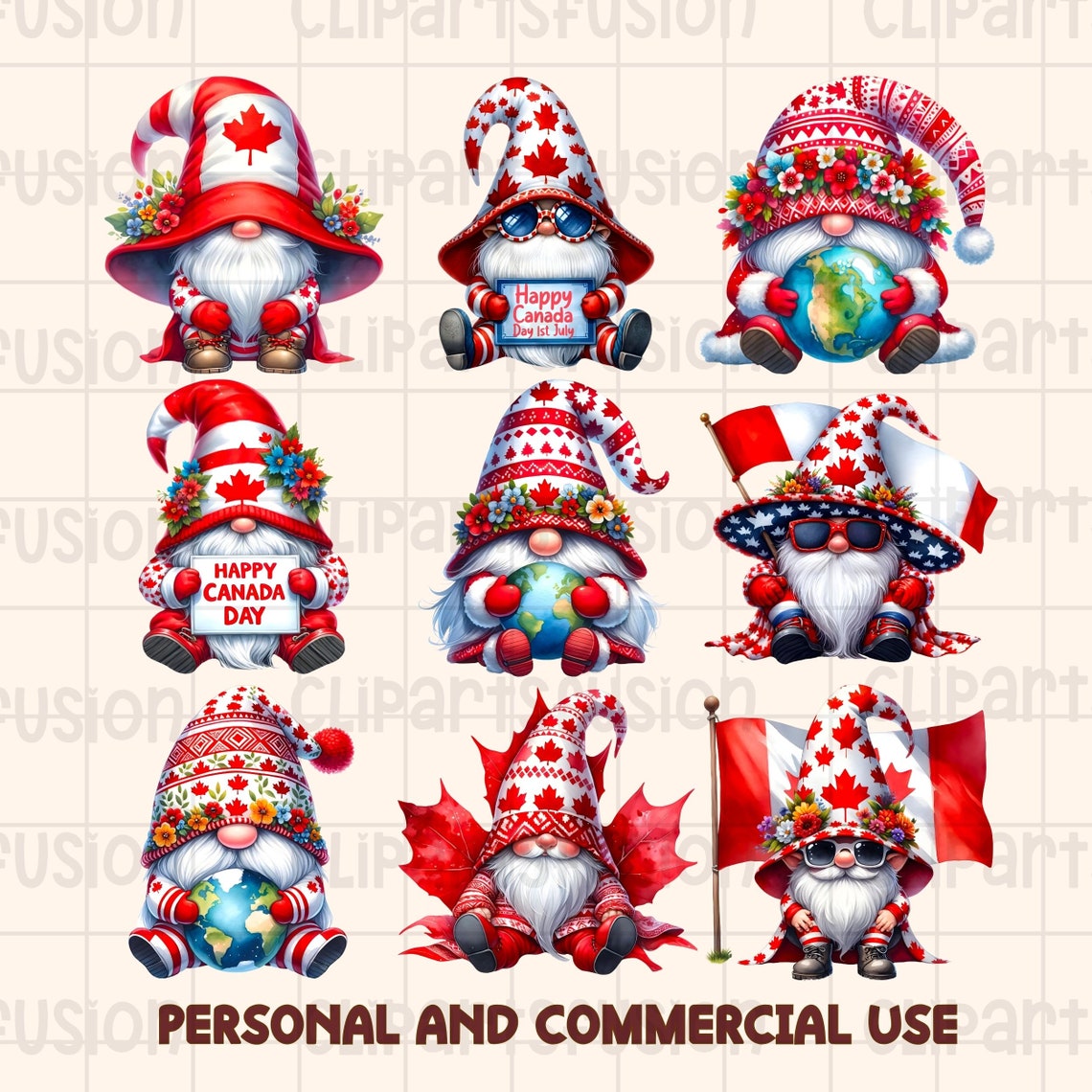 1st of July | Canadian Gnome Watercolor Clipart Bundle | Cute Gnome ...